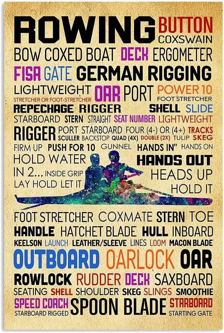 Rowing Metal Signs Vintage Athletes Home Decor Rowing Button Coxswain ...