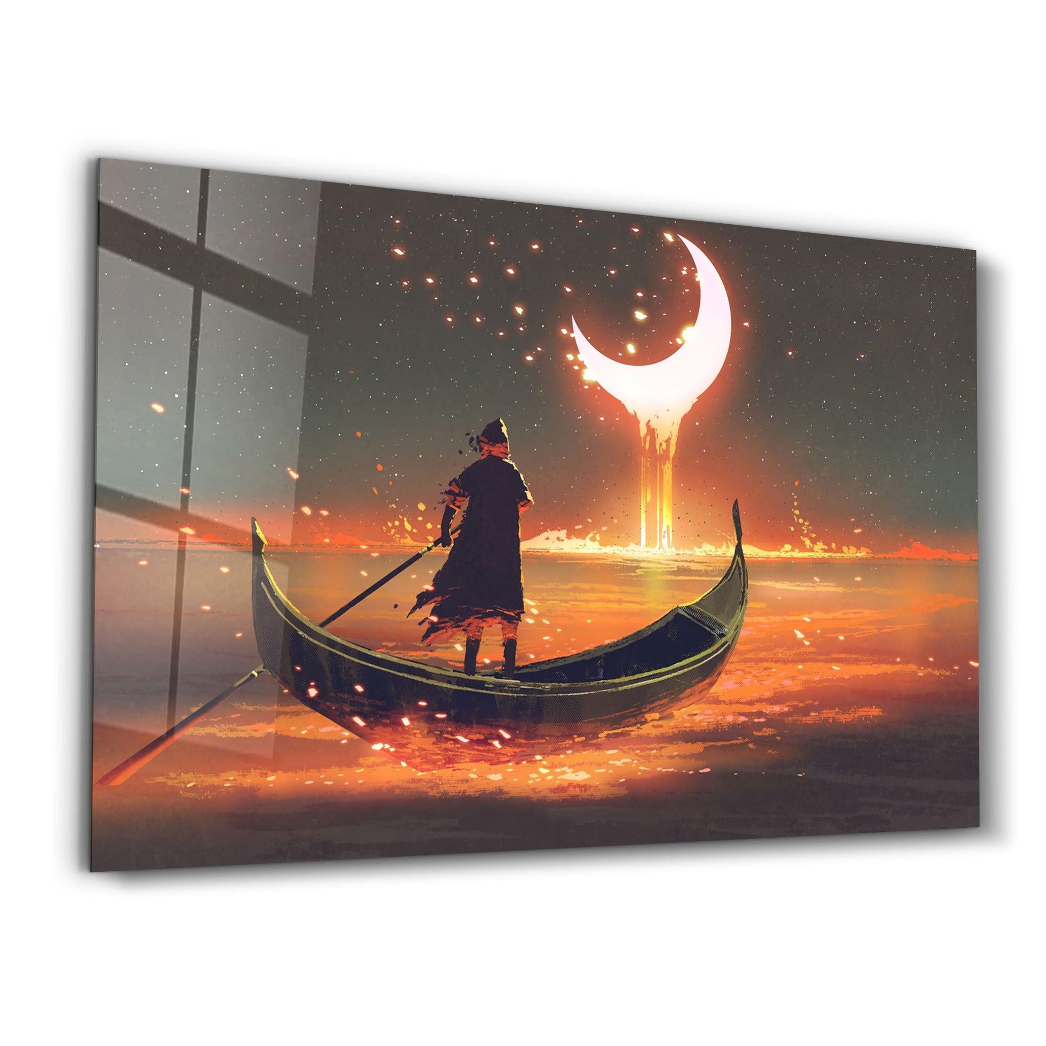 Rowing The Boat Into A Fantasy World | Glass Wall Art - Walmart.com