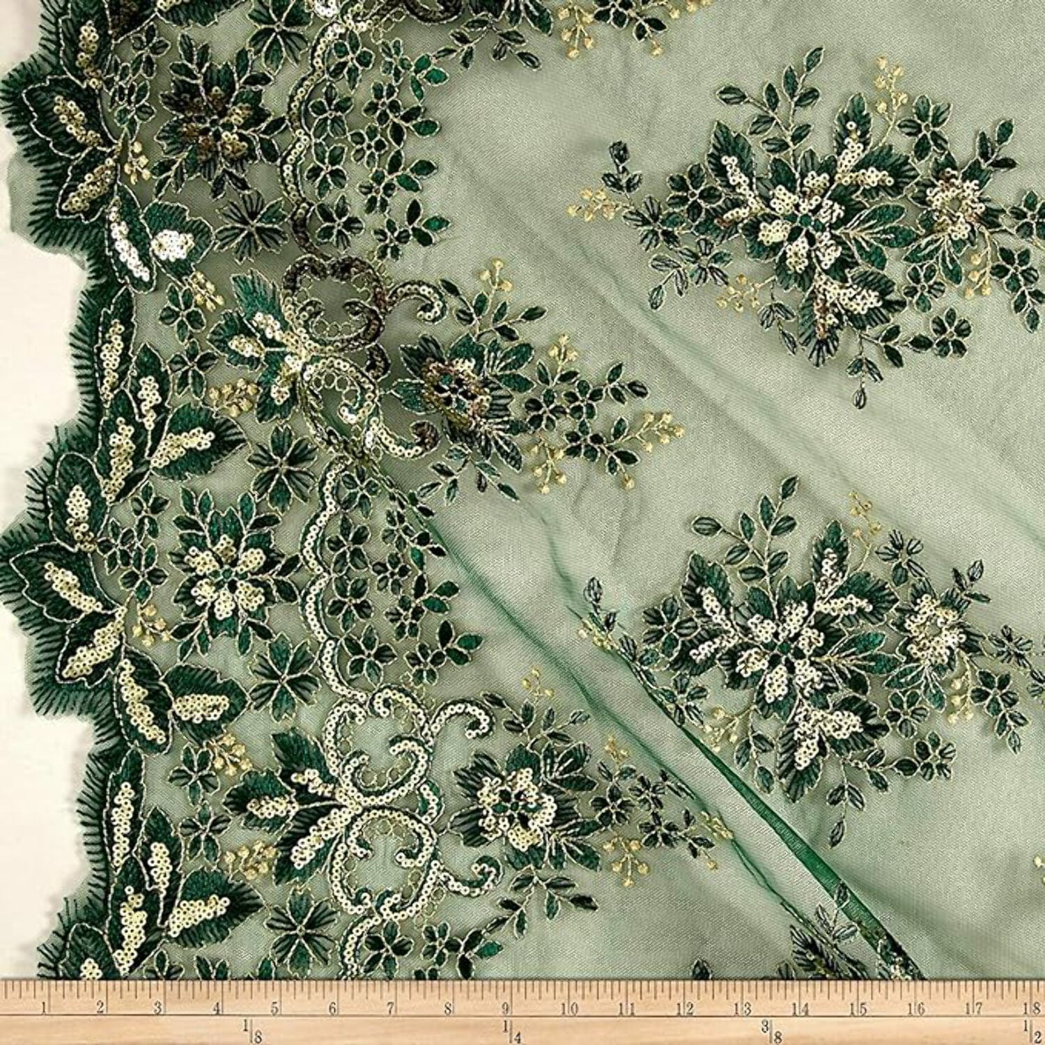 Rowley Sequin Embroidered Mesh Fabric. Lace Netting Material - 52 Inch ...