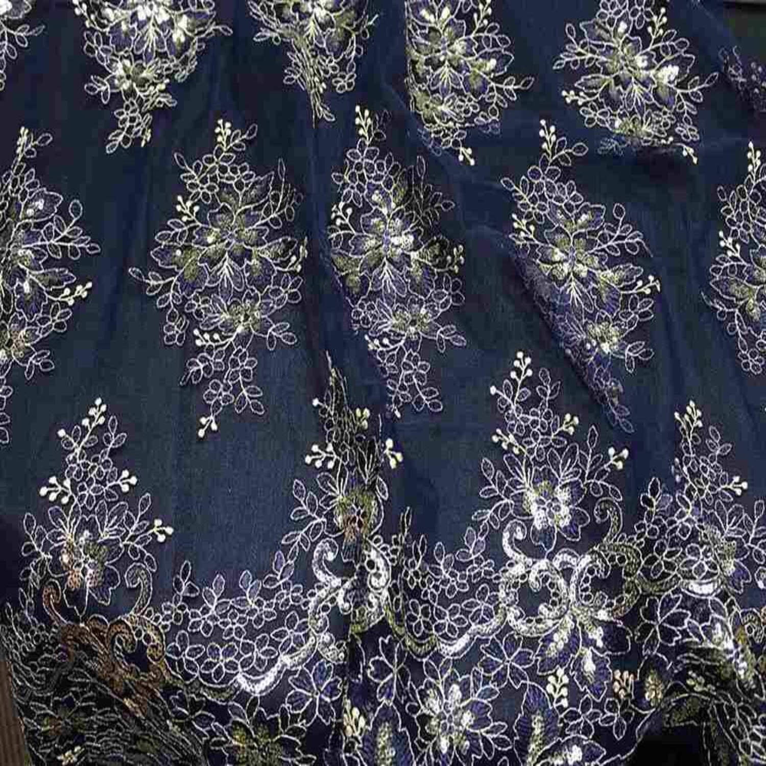 Rowley Sequin Embroidered Mesh Fabric. Lace Netting Material - 52 Inch ...