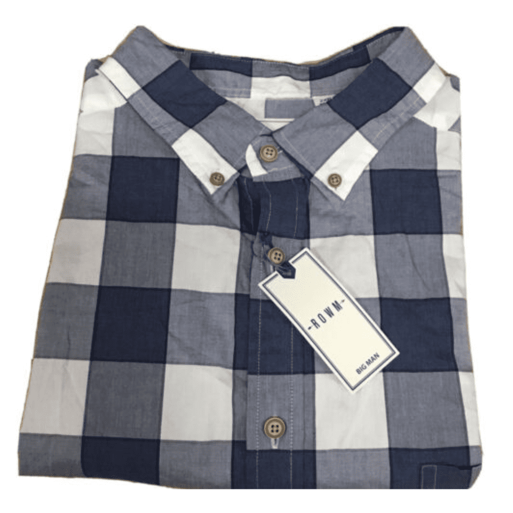 Rowm Men's Short Sleeve Shirt, Blue Plaid, 2XB - Walmart.com