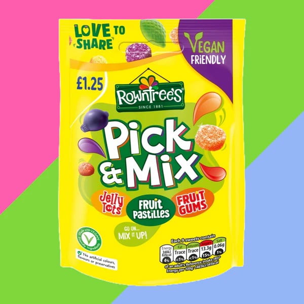 Rowntree's Pick and Mix Jelly Tots, Fruit Pastilles, Fruit Gums Vegan ...