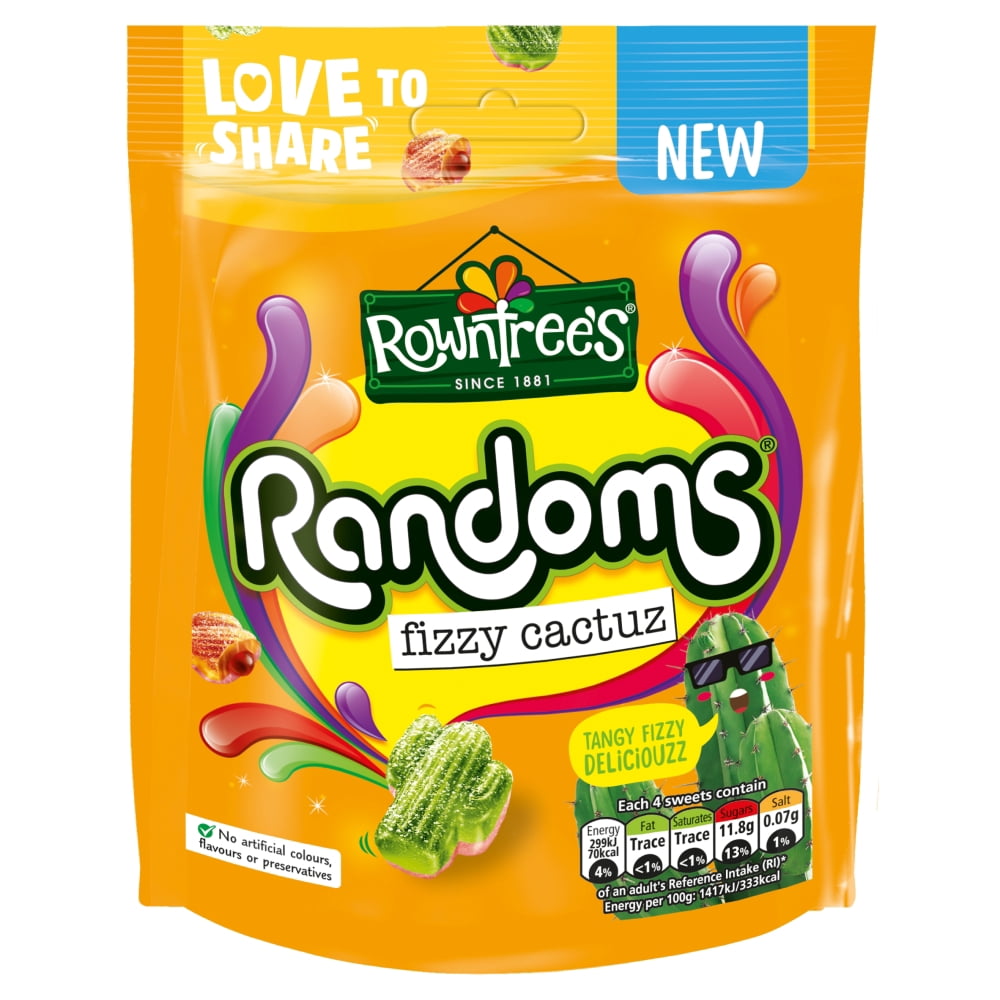 Rowntree's Randoms Fizzy Cactuz Sweets, Sour Exotic Fruit Gummies, 130g ...