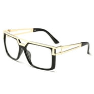 Mens Black Gold Clear Lens Hipster Classic Half Rim Fashion Eyeglasses ...