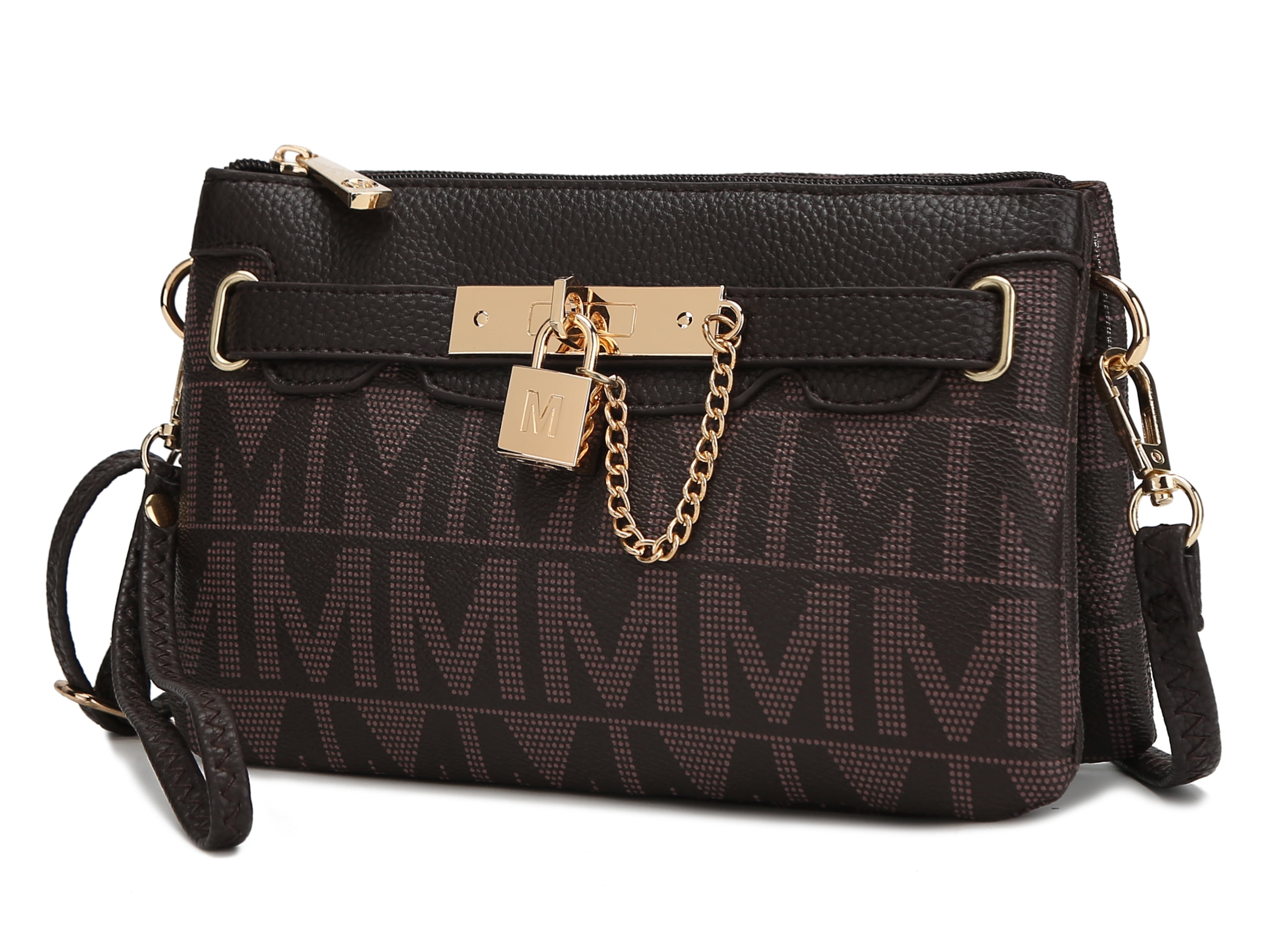 Roxanne M Signature Cross-Body Wristlet -Chocolate - Walmart.com