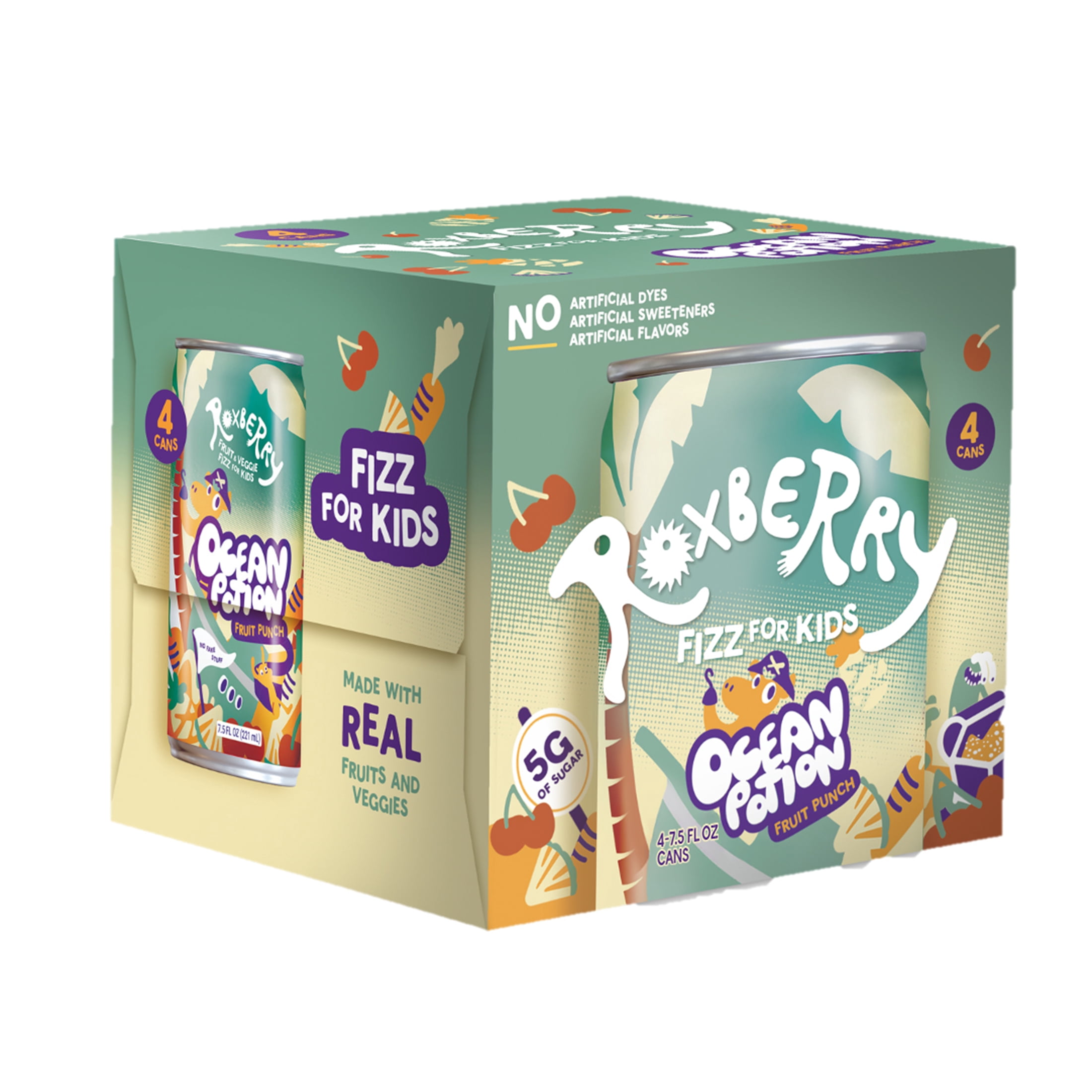 Roxberry, Low Sugar Soda for Kids, 7.5 fl oz, Fruit Punch 4 pack ...