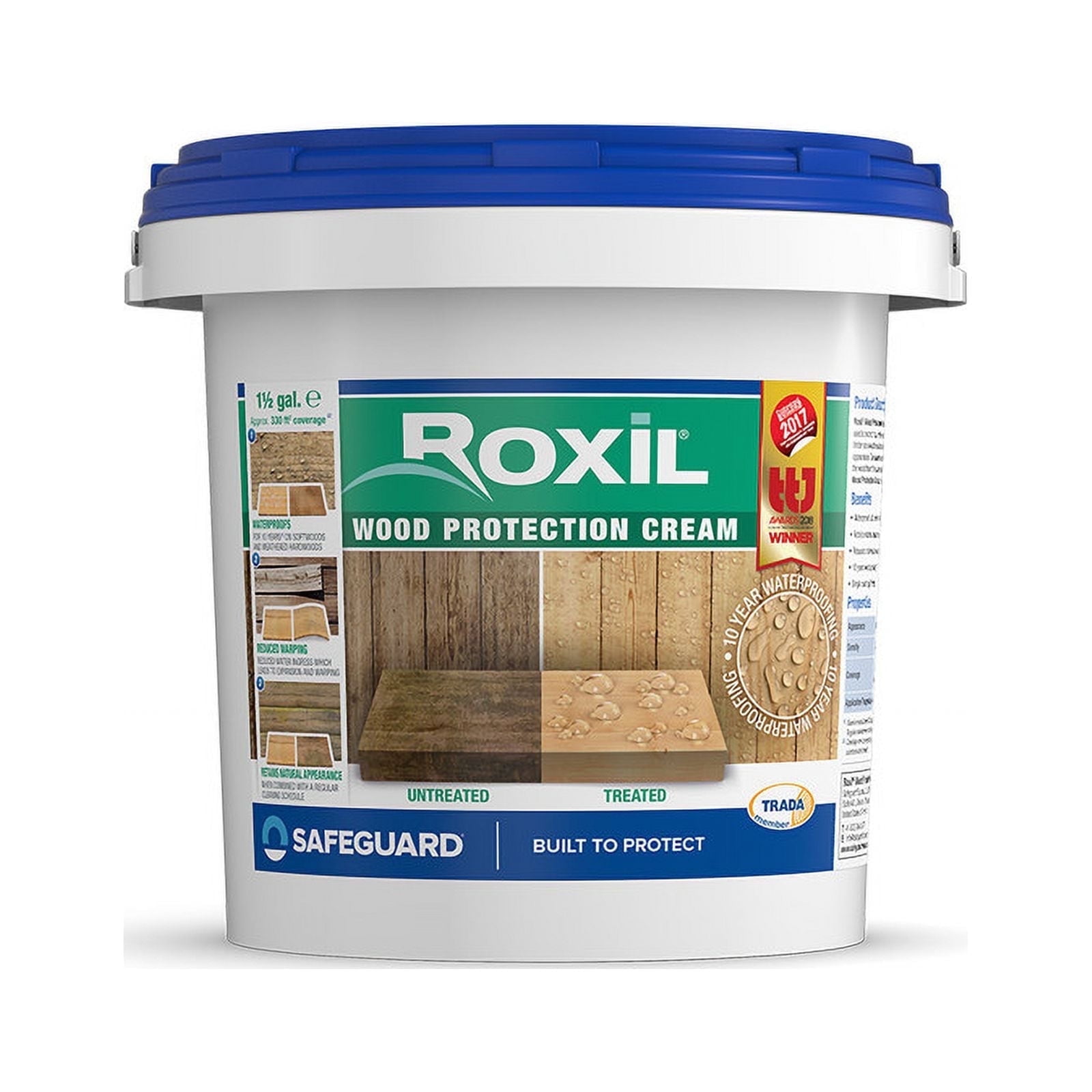 Roxil Wood Waterproofing Cream (1.5 Gallon) 10-Year Outdoor Clear Wood ...
