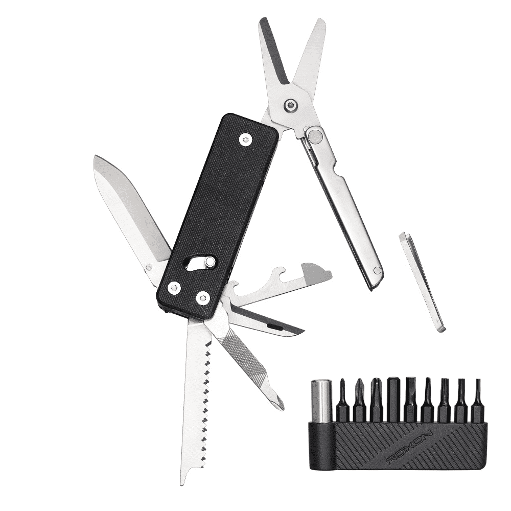 Roxon Inc - 13 in 1 Mini Multitool- Pocket Folding Knife- Free 9pc Bit Set - Walmart.com
