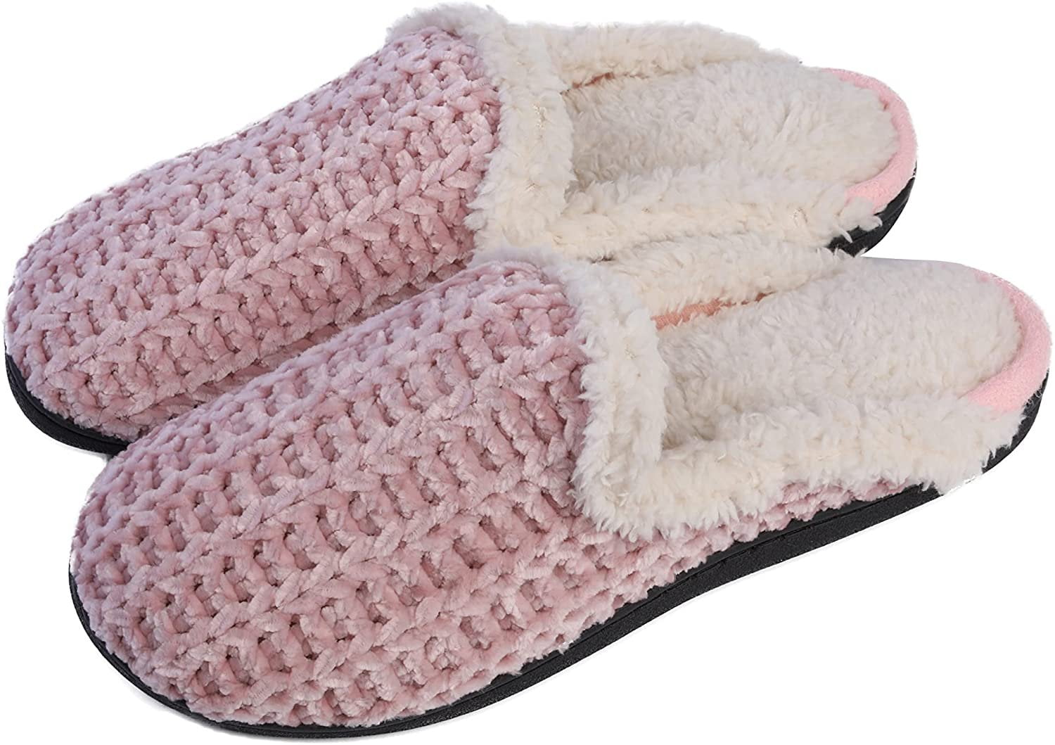 Roxoni Memory Foam Slippers for Women - Fuzzy Cozy Indoor/Outdoor ...