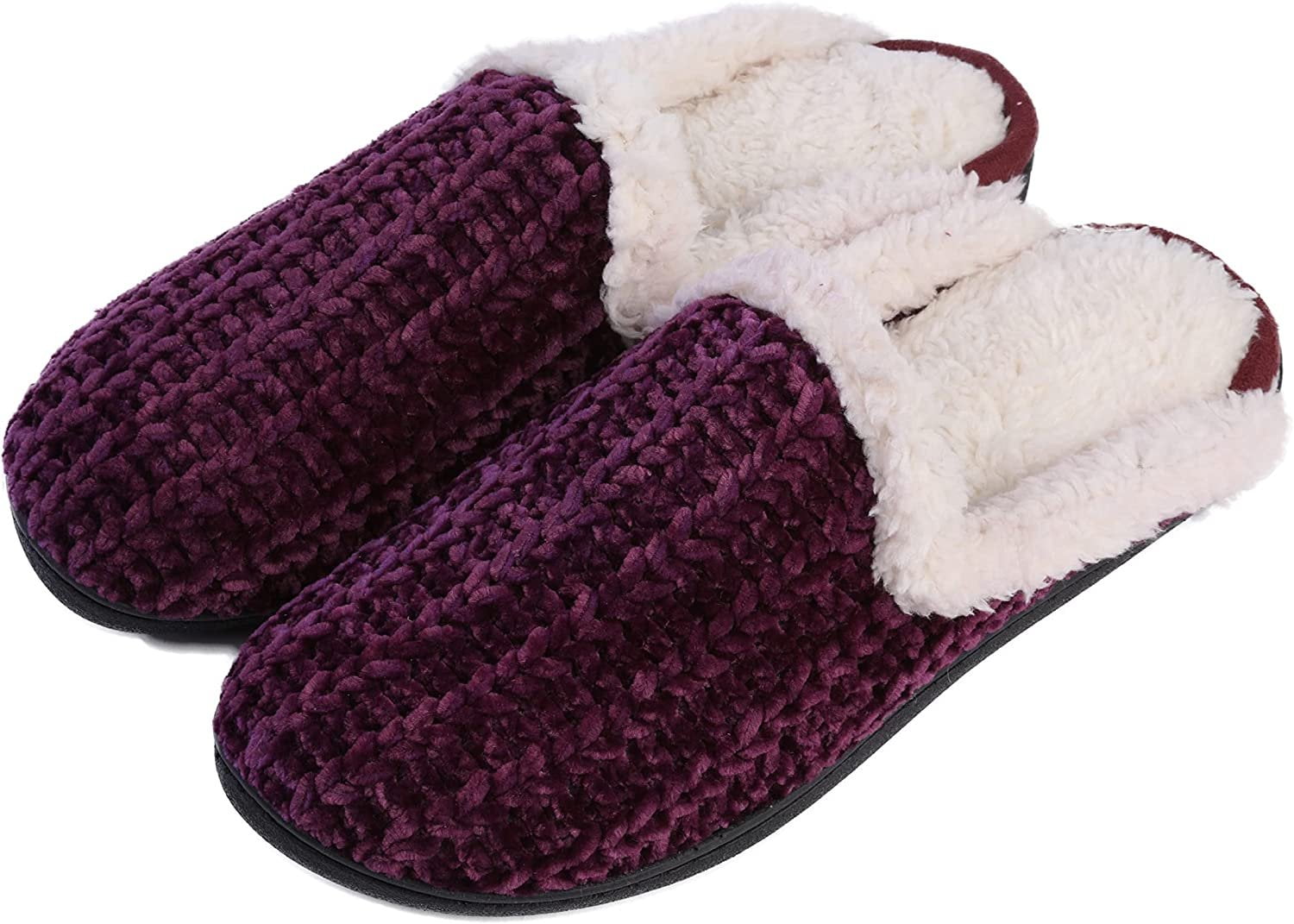 Roxoni Memory Foam Slippers for Women - Fuzzy Cozy Indoor/Outdoor ...