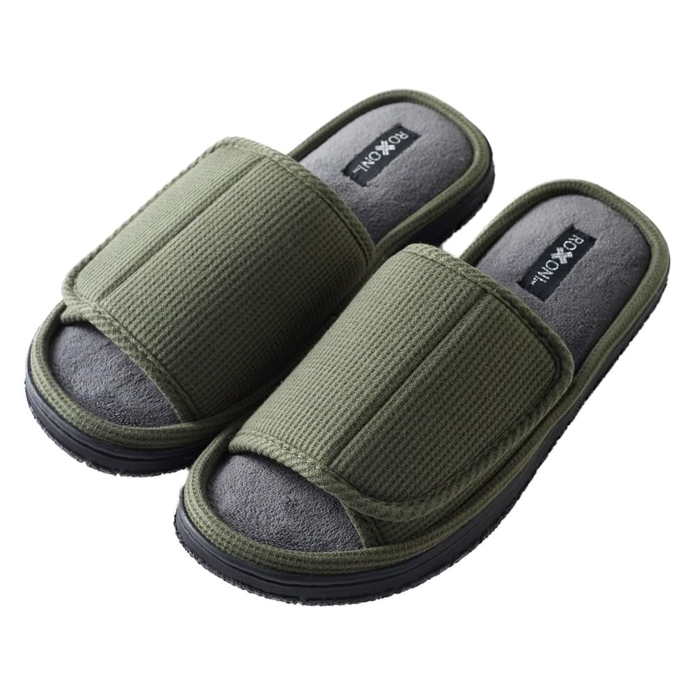 Roxoni Men's Adjustable Slide Slippers: Indoor/Outdoor Memory Foam for ...