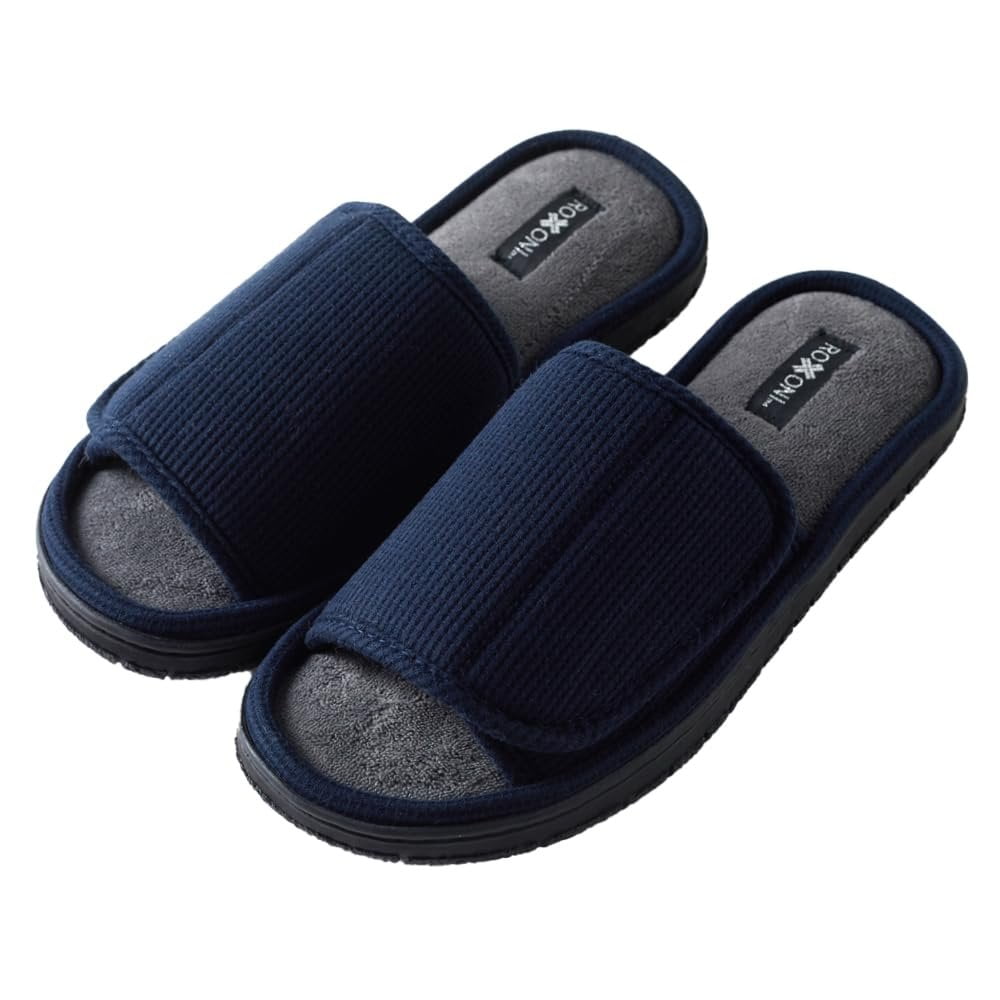 Roxoni Men's Adjustable Slide Slippers: Indoor/Outdoor Memory Foam for ...