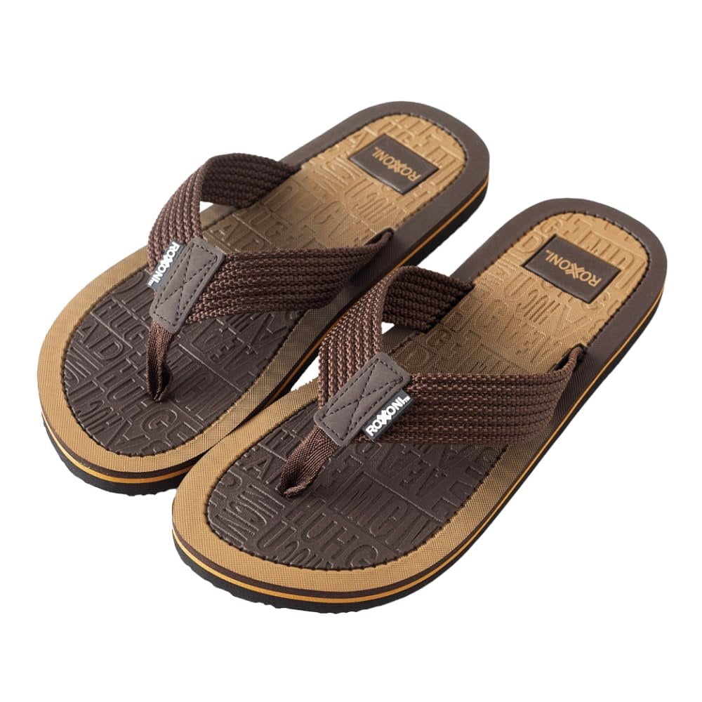 Roxoni Men's Comfort Flip Flops: Lightweight with Arch Support, Ideal ...