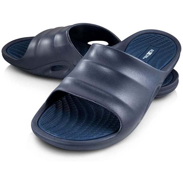 Roxoni Mens Slide Sandals Open Toe Flip Flop Beach and Shower Shoe ...