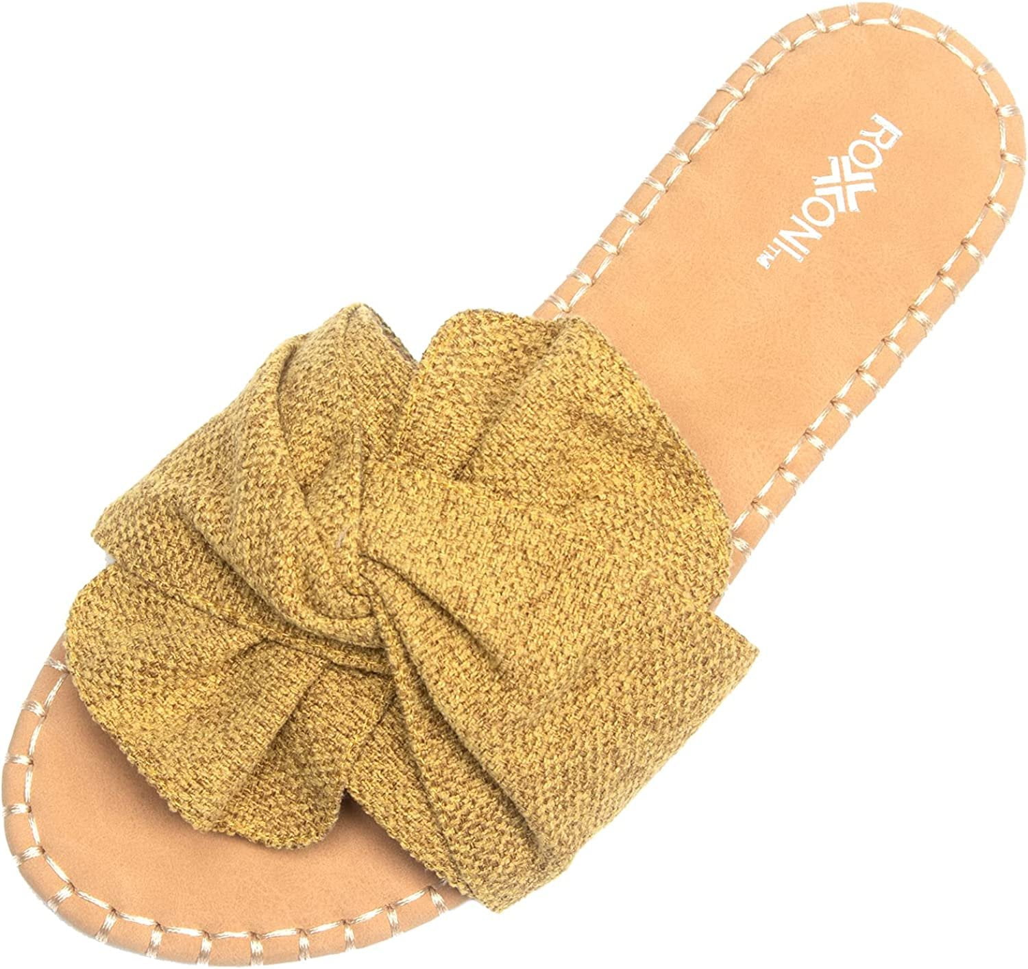 Roxoni Open Toe Sandal Slippers for Women - Indoor Outdoor Slides Shoes ...