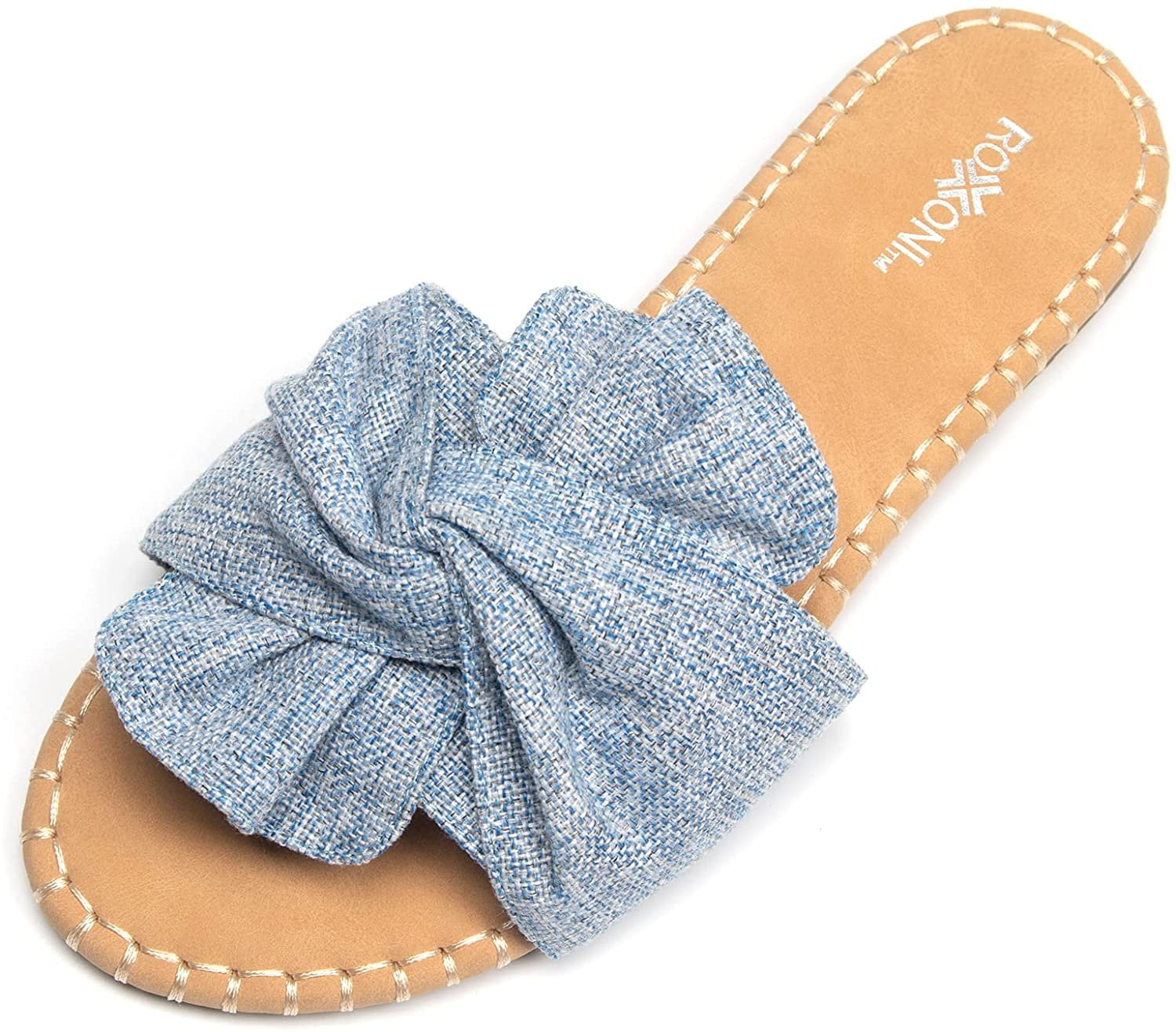 Roxoni Open Toe Sandal Slippers for Women - Indoor Outdoor Slides Shoes ...