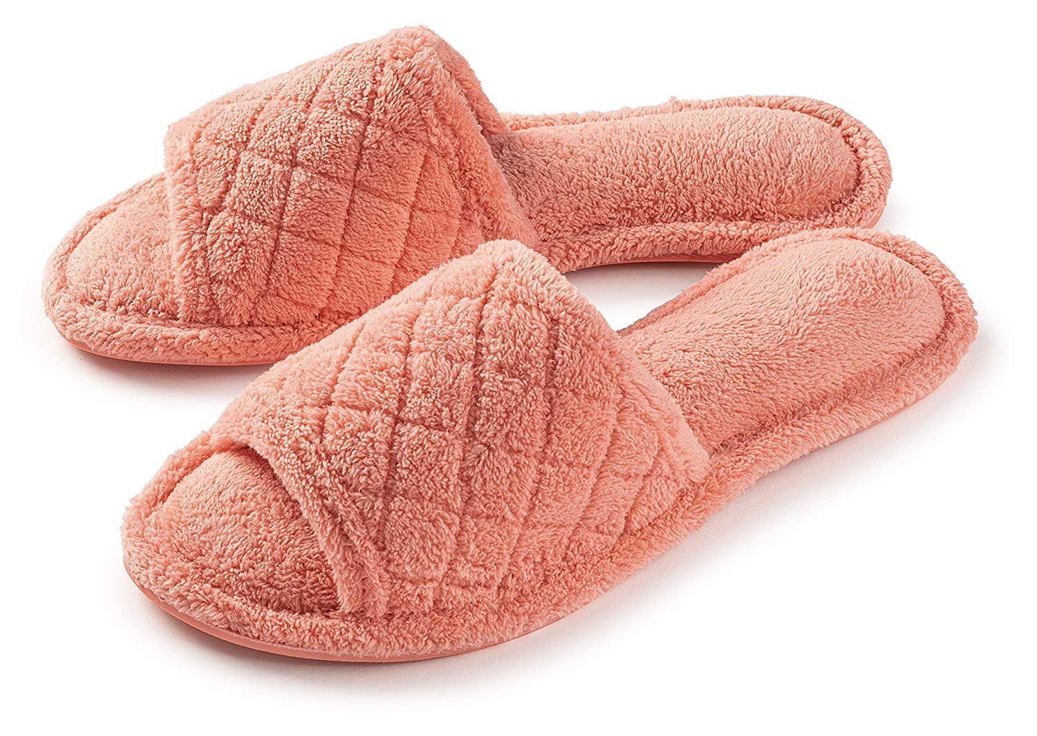 Roxoni Open Toe Spa Slippers for Women Microterry and Rubber Sole US ...