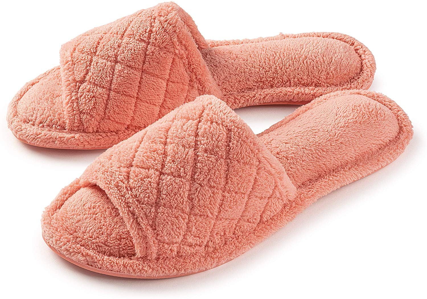 Roxoni Open Toe Spa Slippers for Women Microterry and Rubber Sole US ...