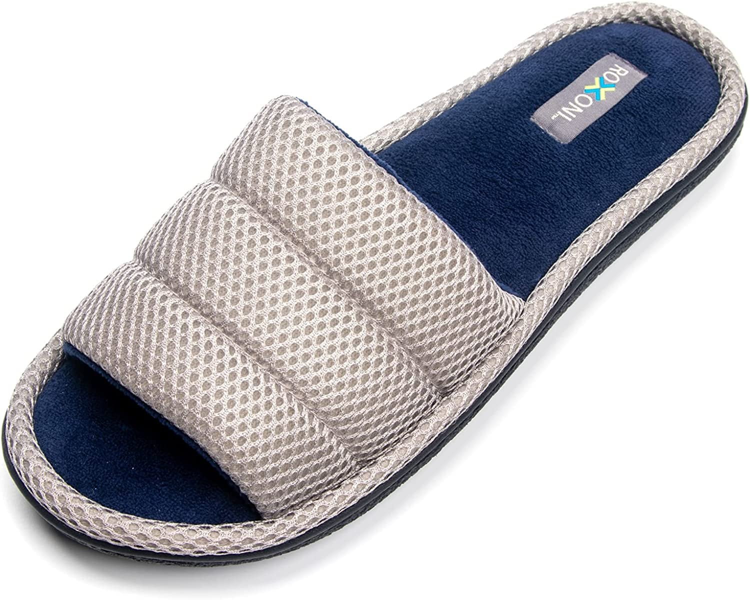 Roxoni Unisex Slippers for Men Plush Slippers for Men Open Toe House Slippers for Superior ...