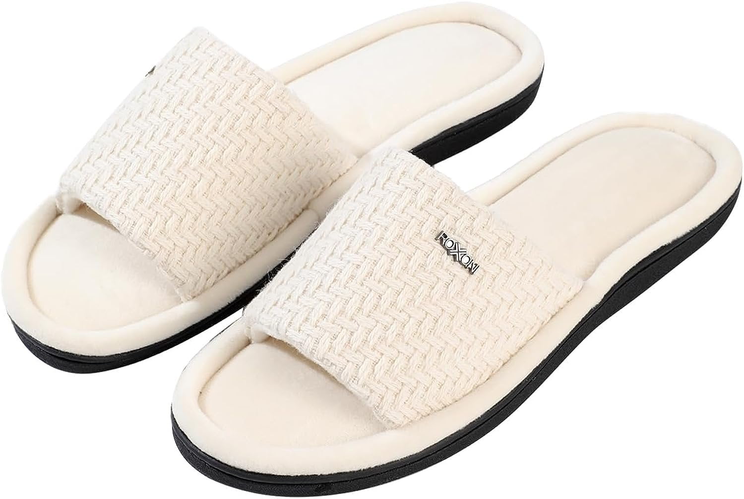 Roxoni Velvet Knit Flat Sandals for Women - Stylish Textured Woven ...