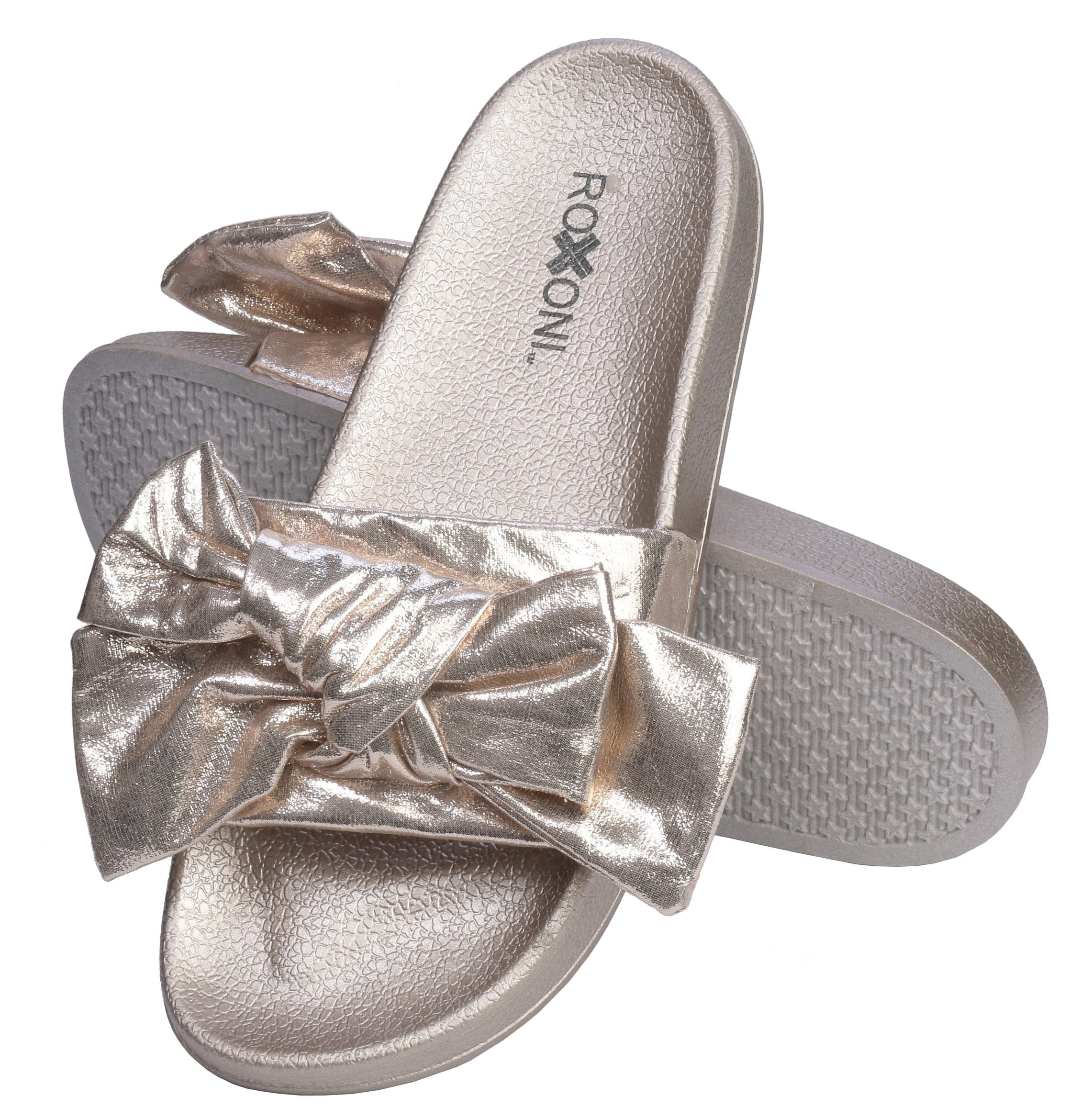 Roxoni Women's Bow Tie Slide Slipper, Indoor/Outdoor -sizes 6 to 11 ...