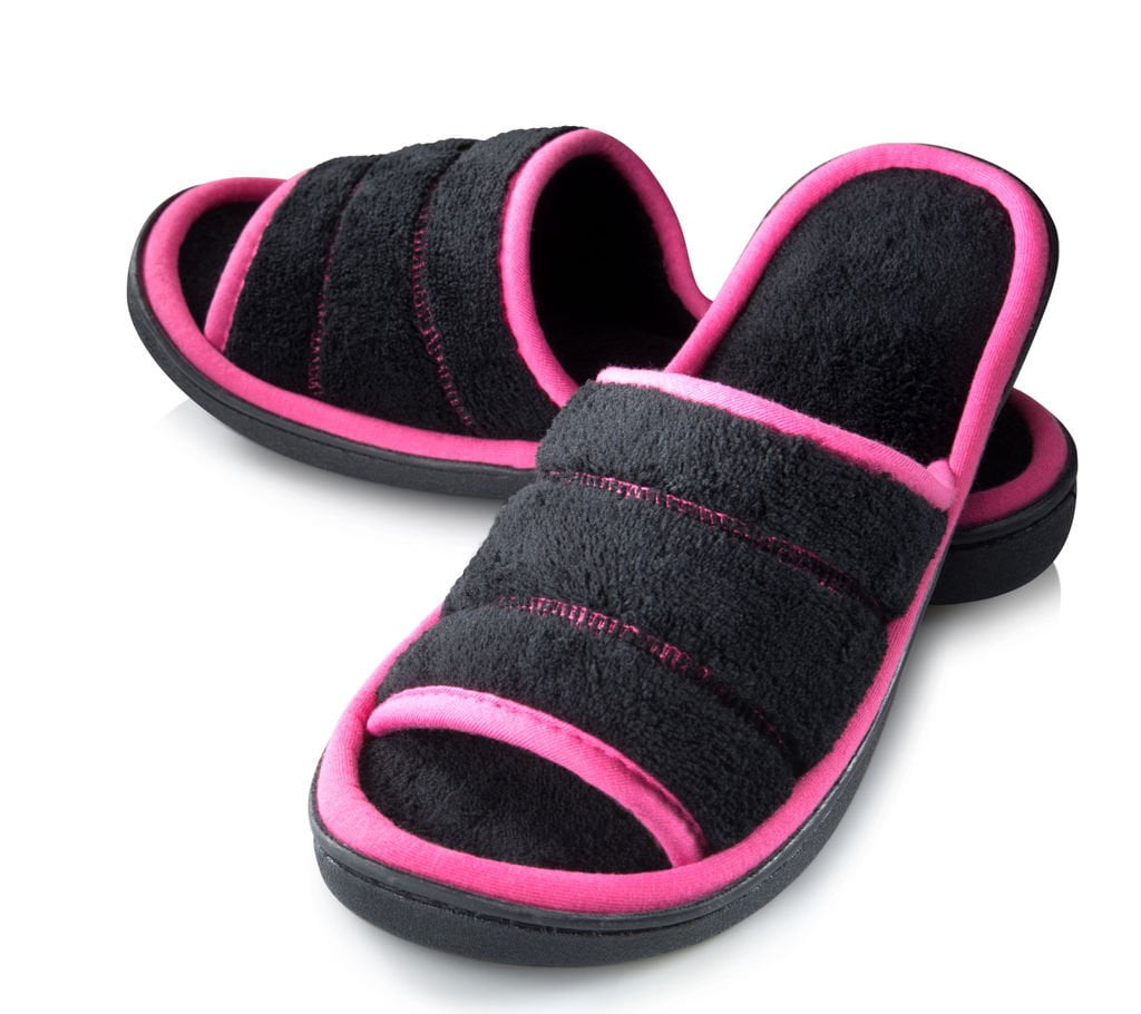 Roxoni Women's Open Toe Memory Foam Slippers with Contrast Design ...