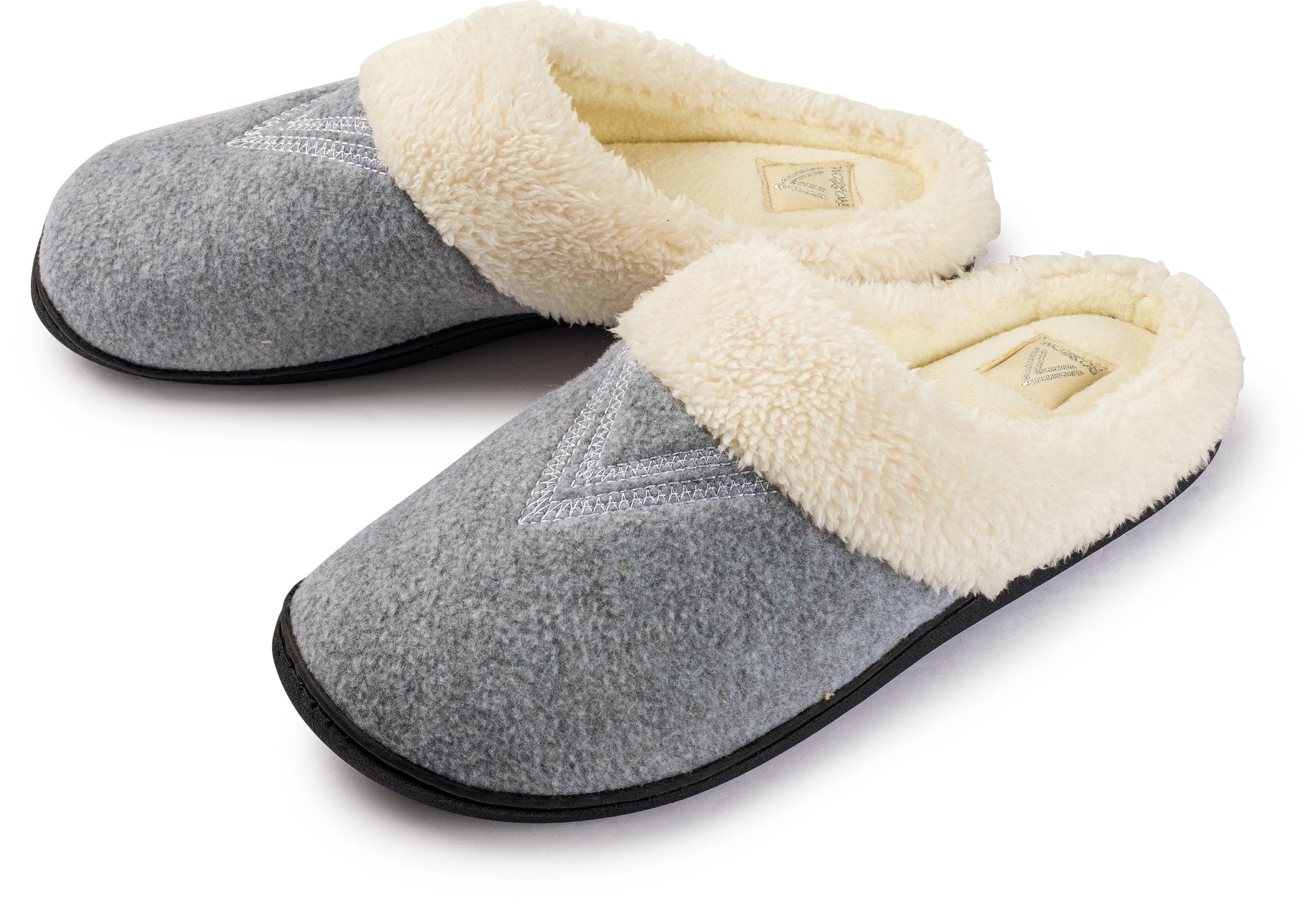 Roxoni Women's Fleece Lined Slippers, Wool-Like Upper, Memory Foam ...