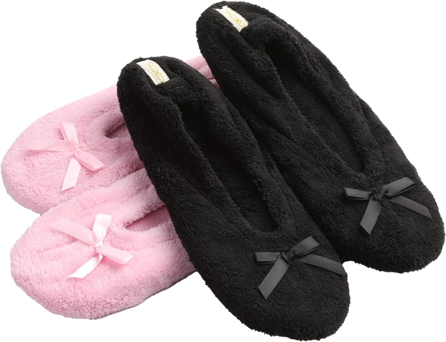 Roxoni Women's Terry Classic Cotton & Velour Ballerina Slippers Pack of ...