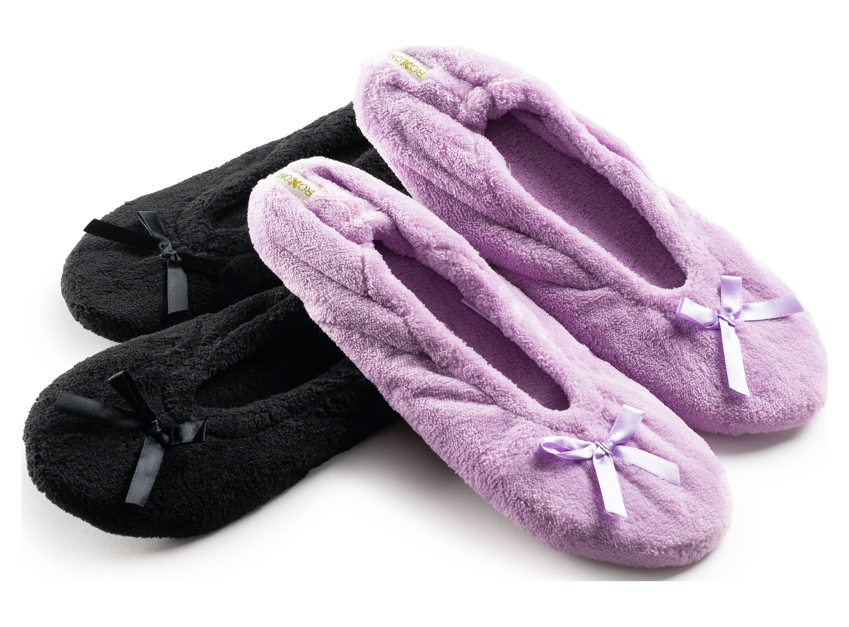 Comfortable Roxoni Women's Terry Cotton Ballerina Slippers - Pack of 2 ...