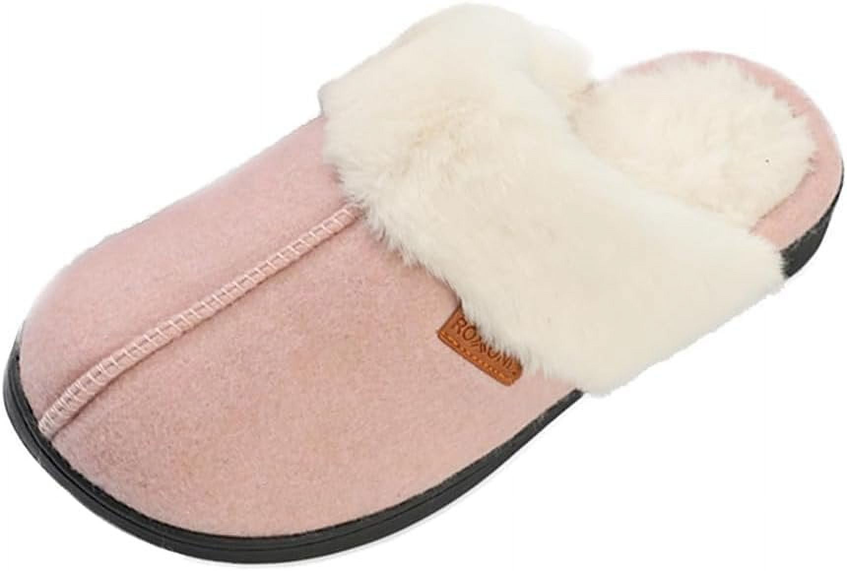 Roxoni Women's Winter House Fuzzy Fluffy Furry Cozy Clog Slipper ...