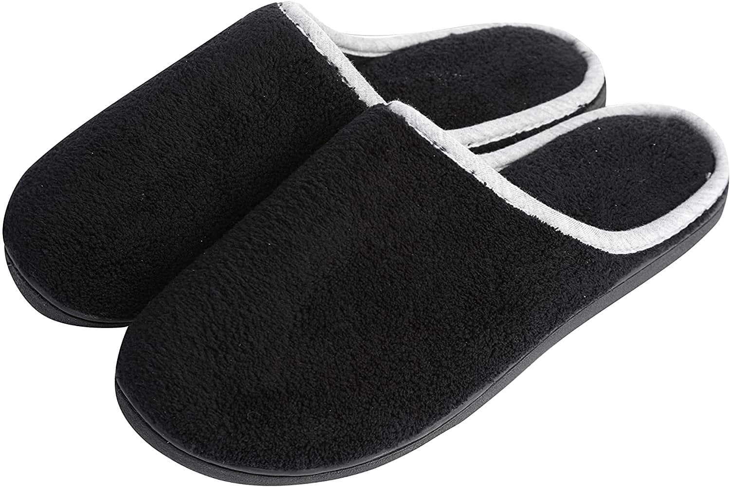 Roxoni Womens Clog Slippers Microterry Memory Foam Comfy Footbed Black ...