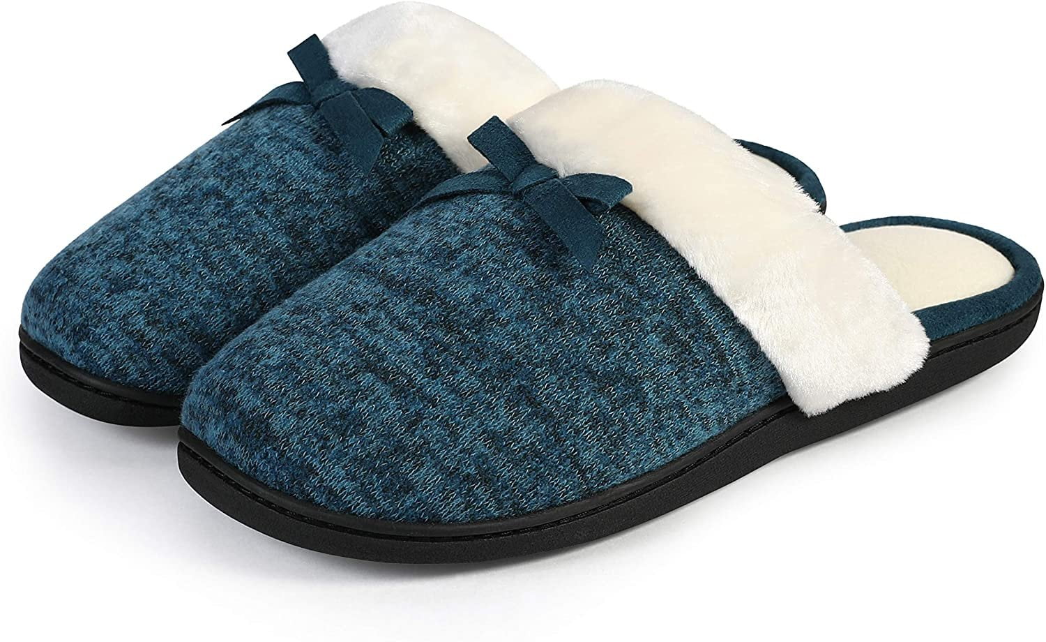 Roxoni Women's Cozy Memory Foam Slippers, Fuzzy Warm Faux Fur, Anti ...
