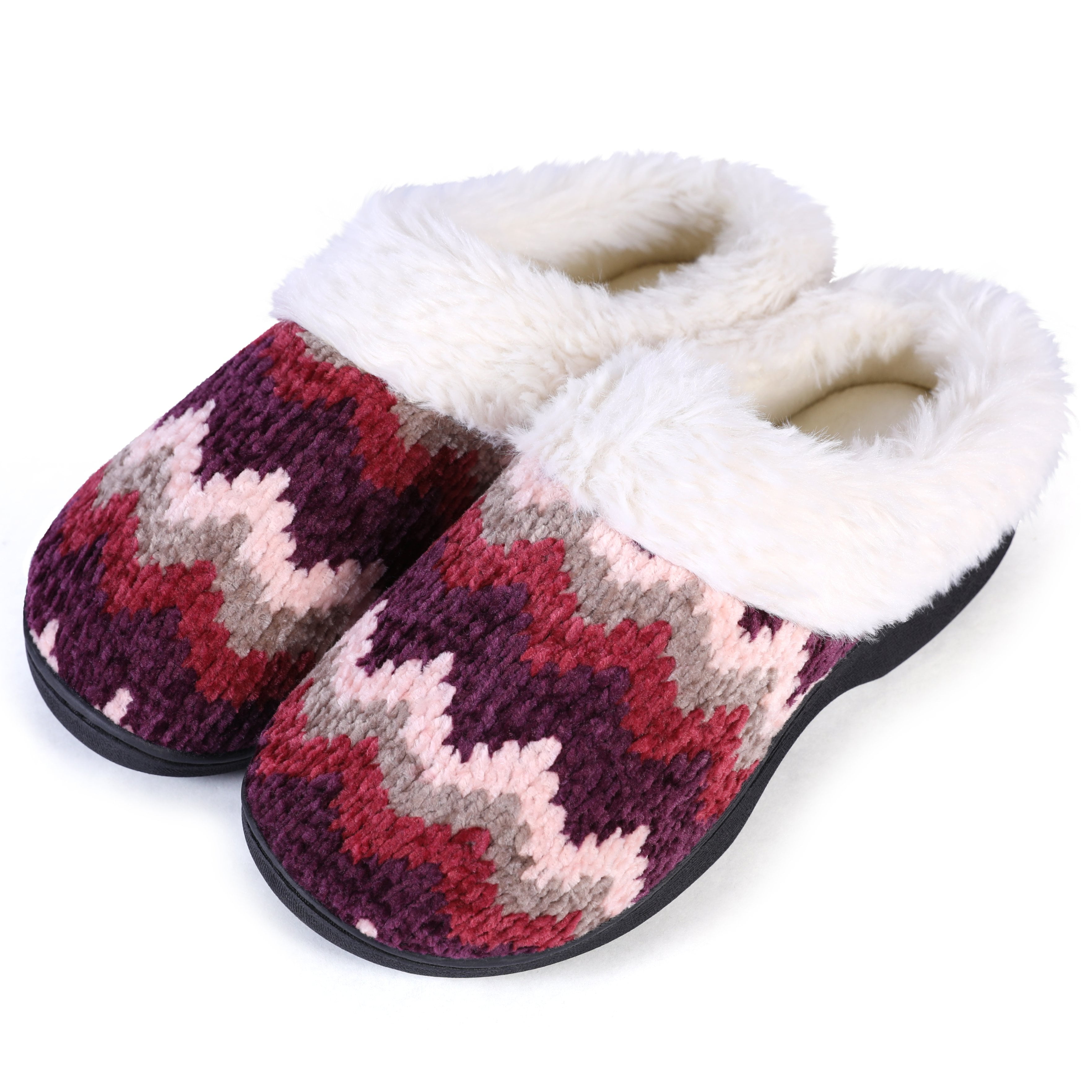 Roxoni Womens Cozy Memory Foam Slippers, Fuzzy Warm Faux Fur Lined ...