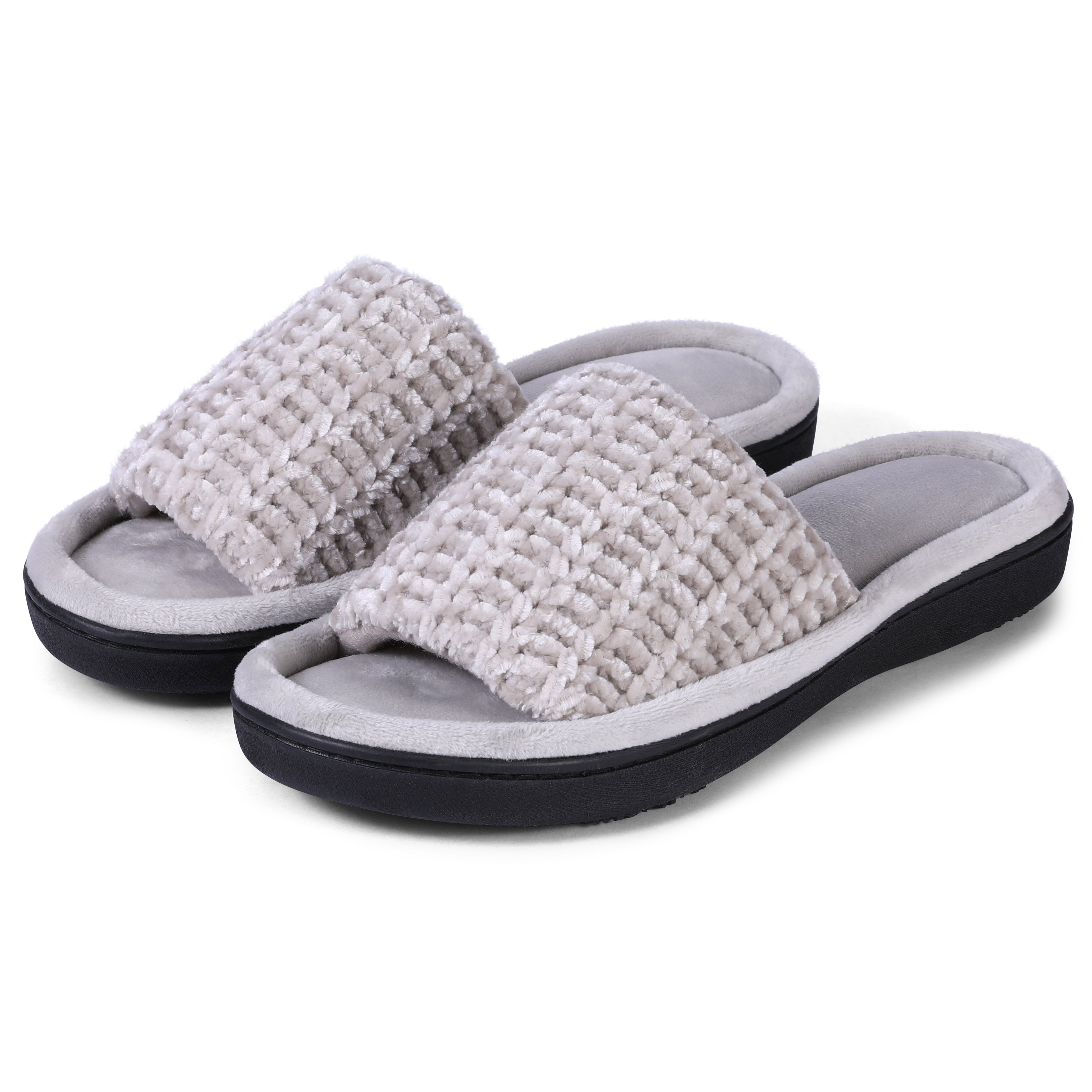 Roxoni Womens Soft Open Toe Slide Slippers, Indoor Outdoor Rubber Sole ...