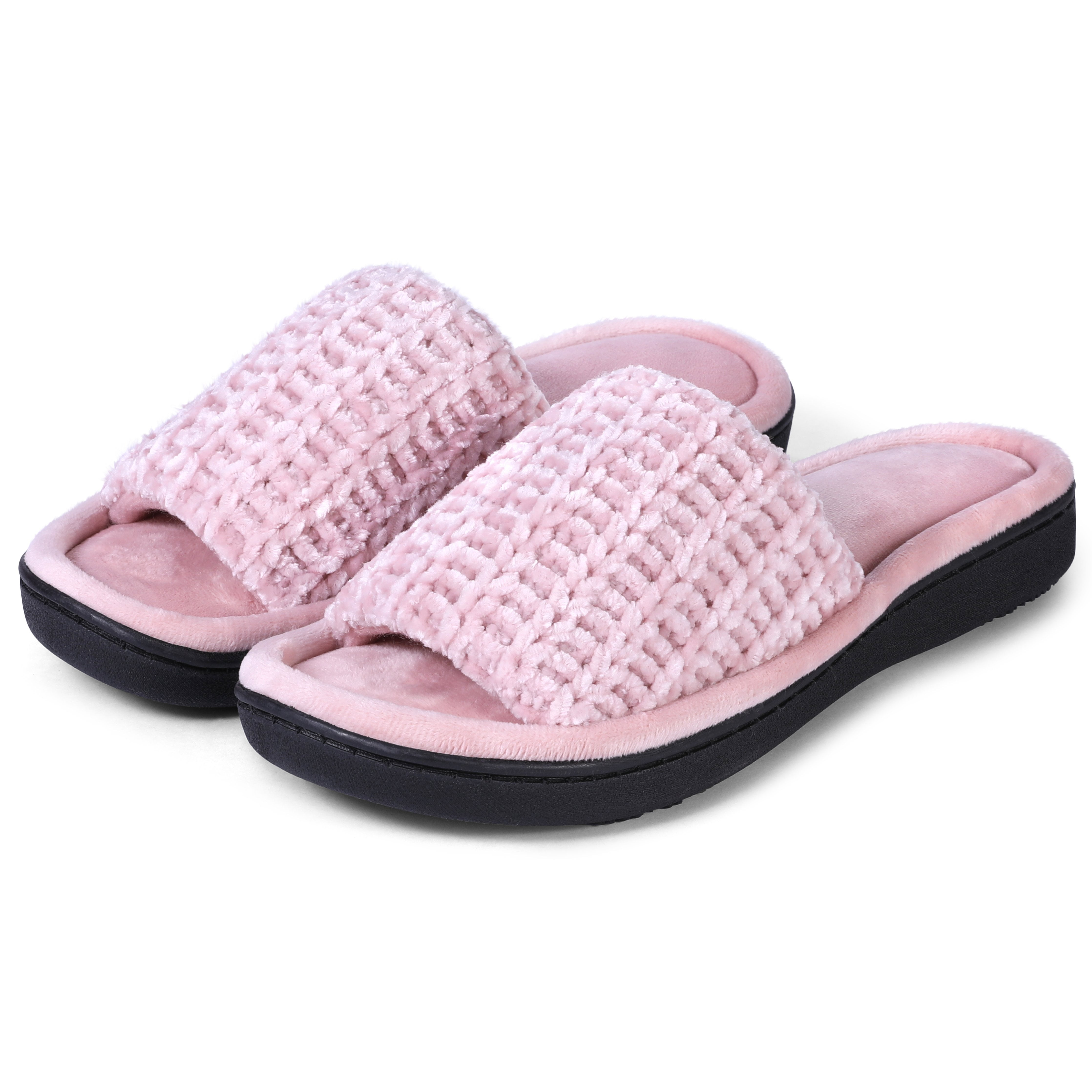 Roxoni Womens Soft Open Toe Slide Slippers, Indoor Outdoor Rubber Sole ...