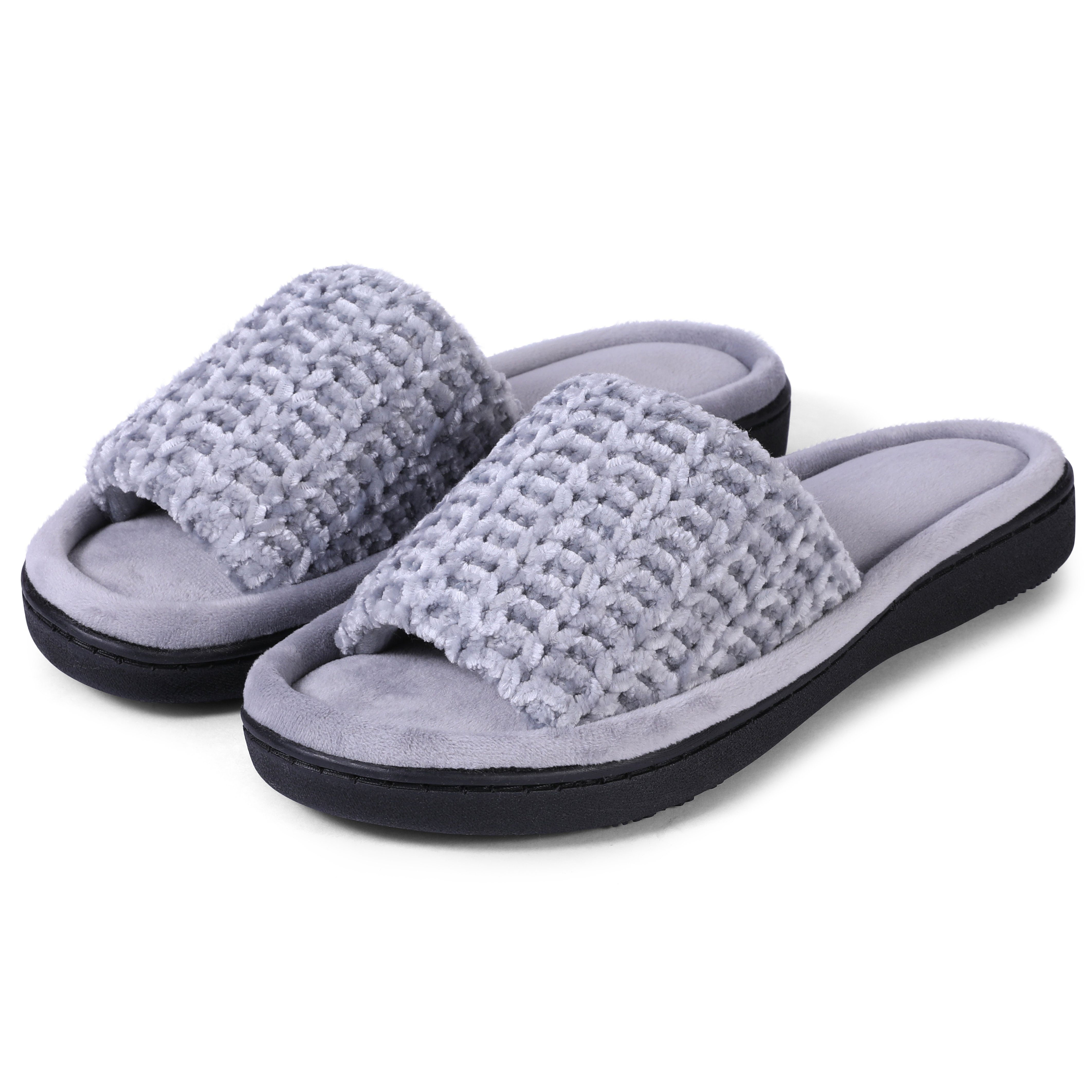 Roxoni Womens Soft Open Toe Slide Slippers, Indoor Outdoor Rubber Sole ...