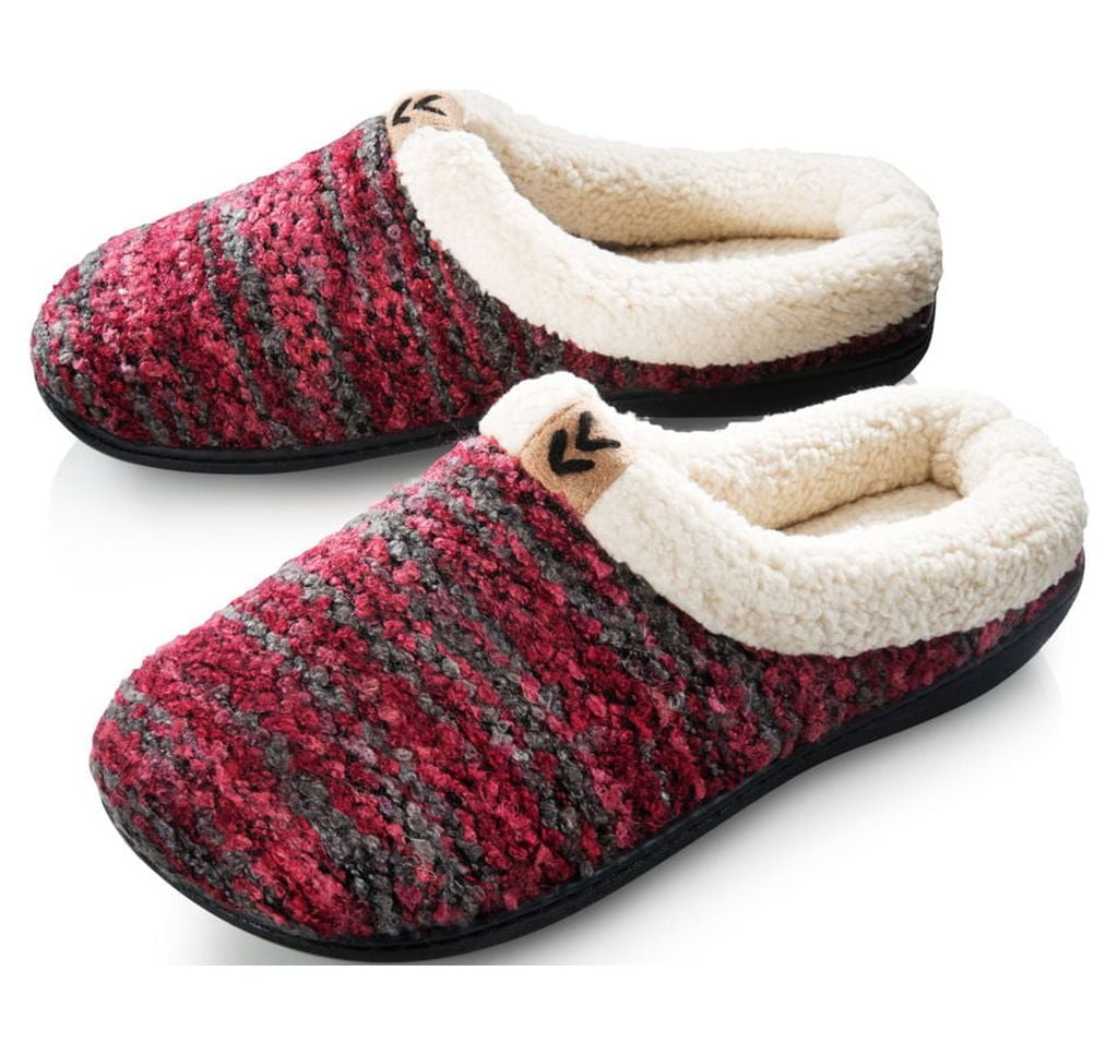 Roxoni Women's Winter Slippers, Indoor/Outdoor, Knit & Fleece, Rubber ...