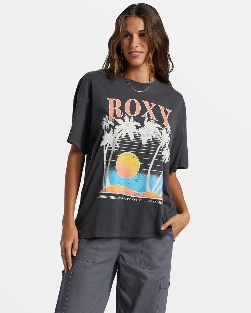 Roxy BLACK Women's Bring the Good Vibes Oversized Tee, US X-Large ...