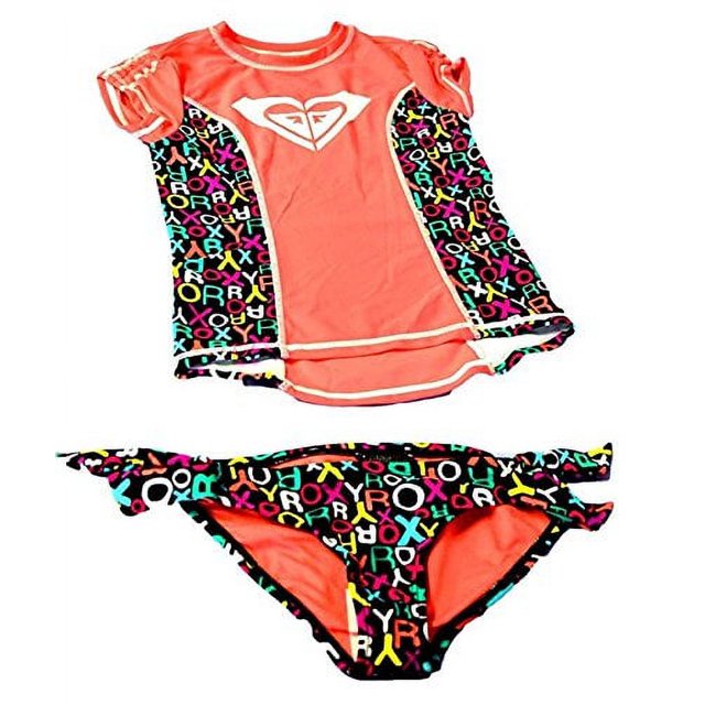 Roxy Big Girls Rash Guard Set (14, Tangerine Logo) - Walmart.com