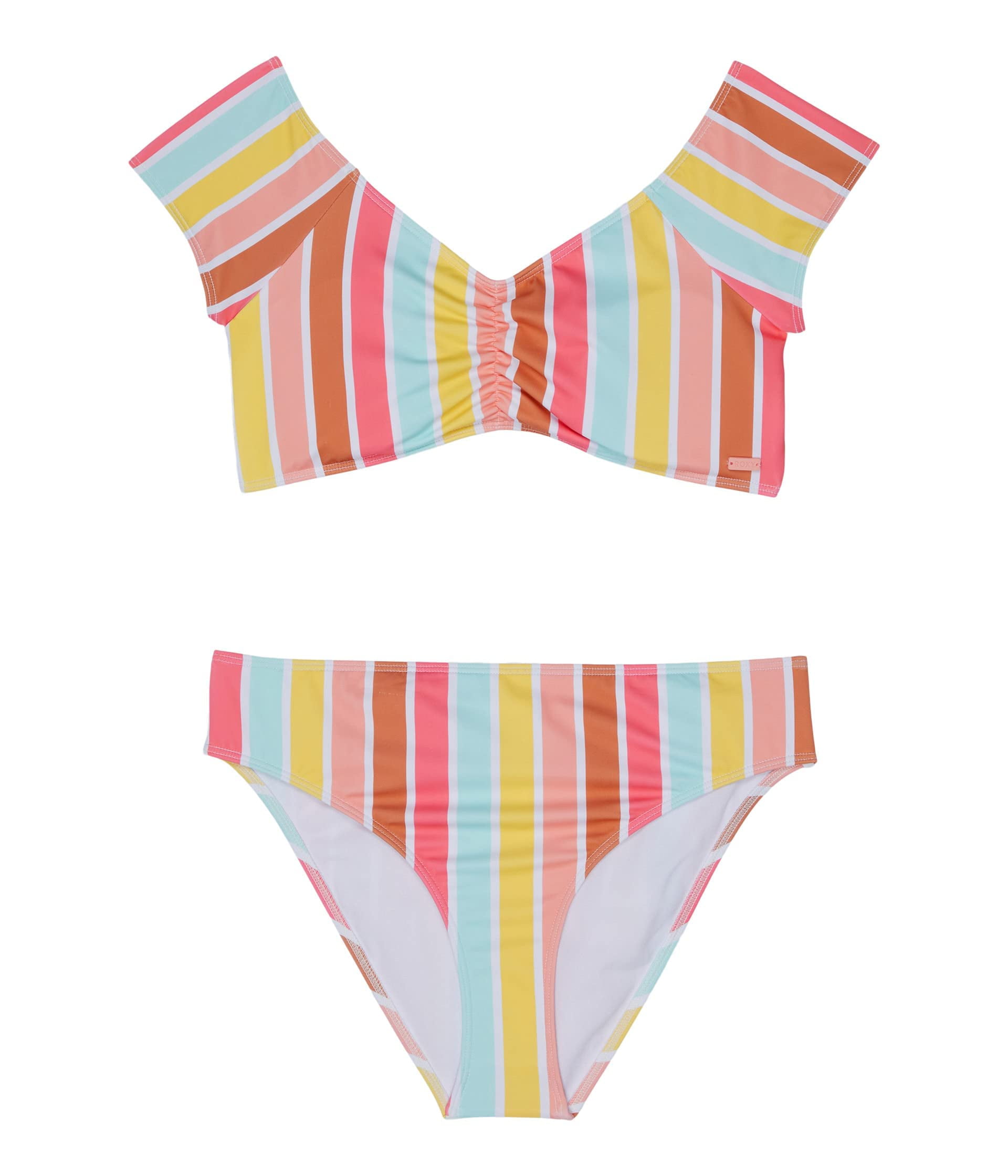 Roxy Girl's Like US Crop Top Swimsuit Set (Big Kids) Bright White ...