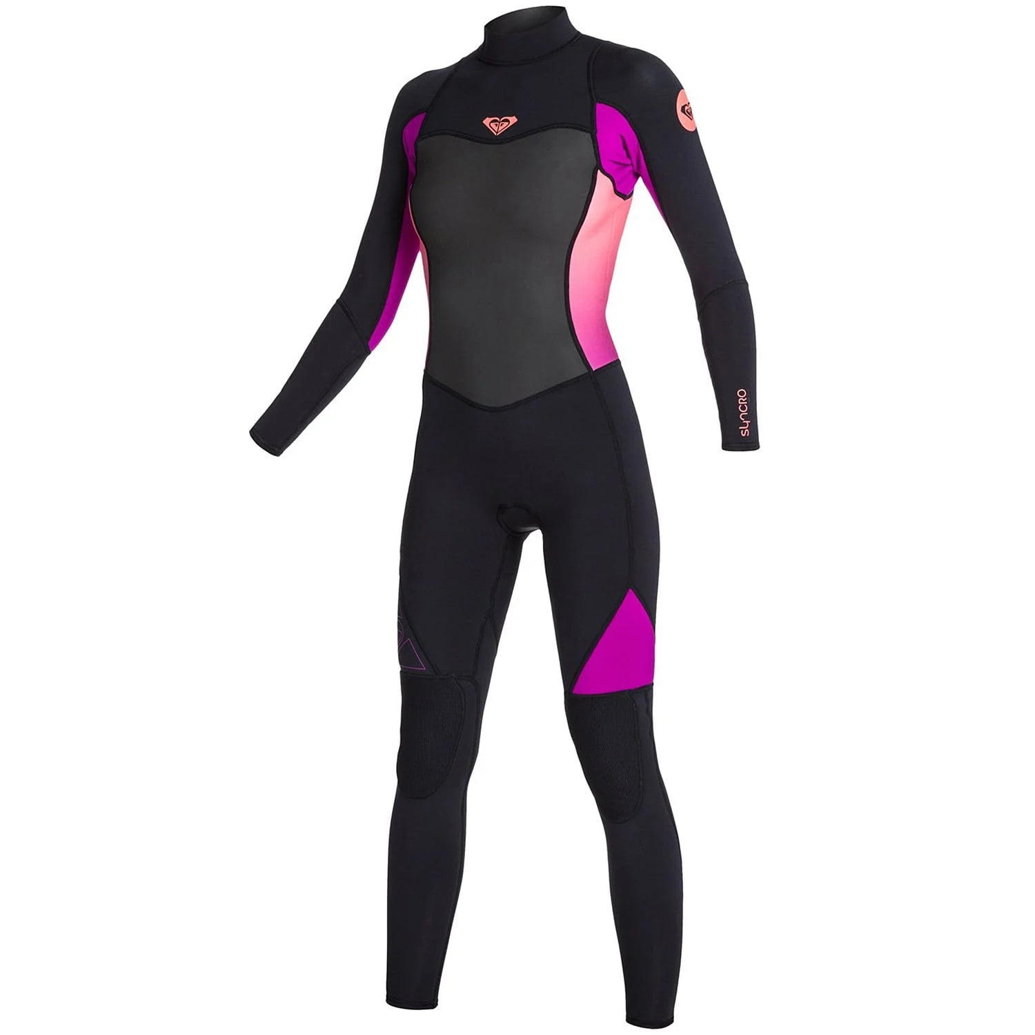Roxy Girl's Syncro 3/2mm Flat Lock Full Wetsuit (16 Girl, Black/Purple ...