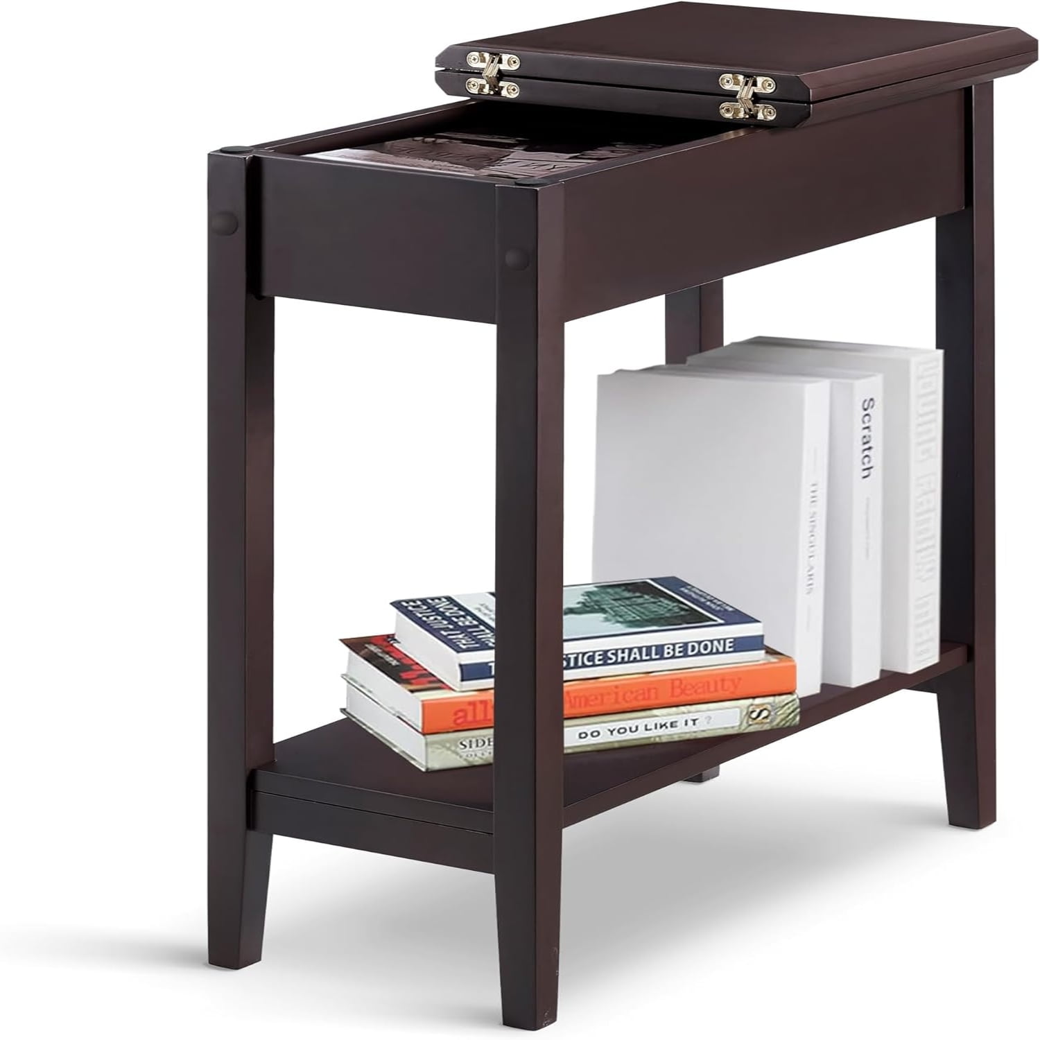 Roxy Narrow End with Flip Top Narrow Side Tables for Small Spaces Slim ...