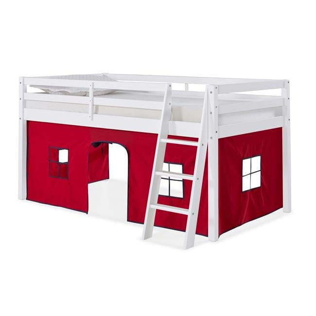 Roxy Twin Wood Junior Loft Bed with White with Red & Blue Tent ...