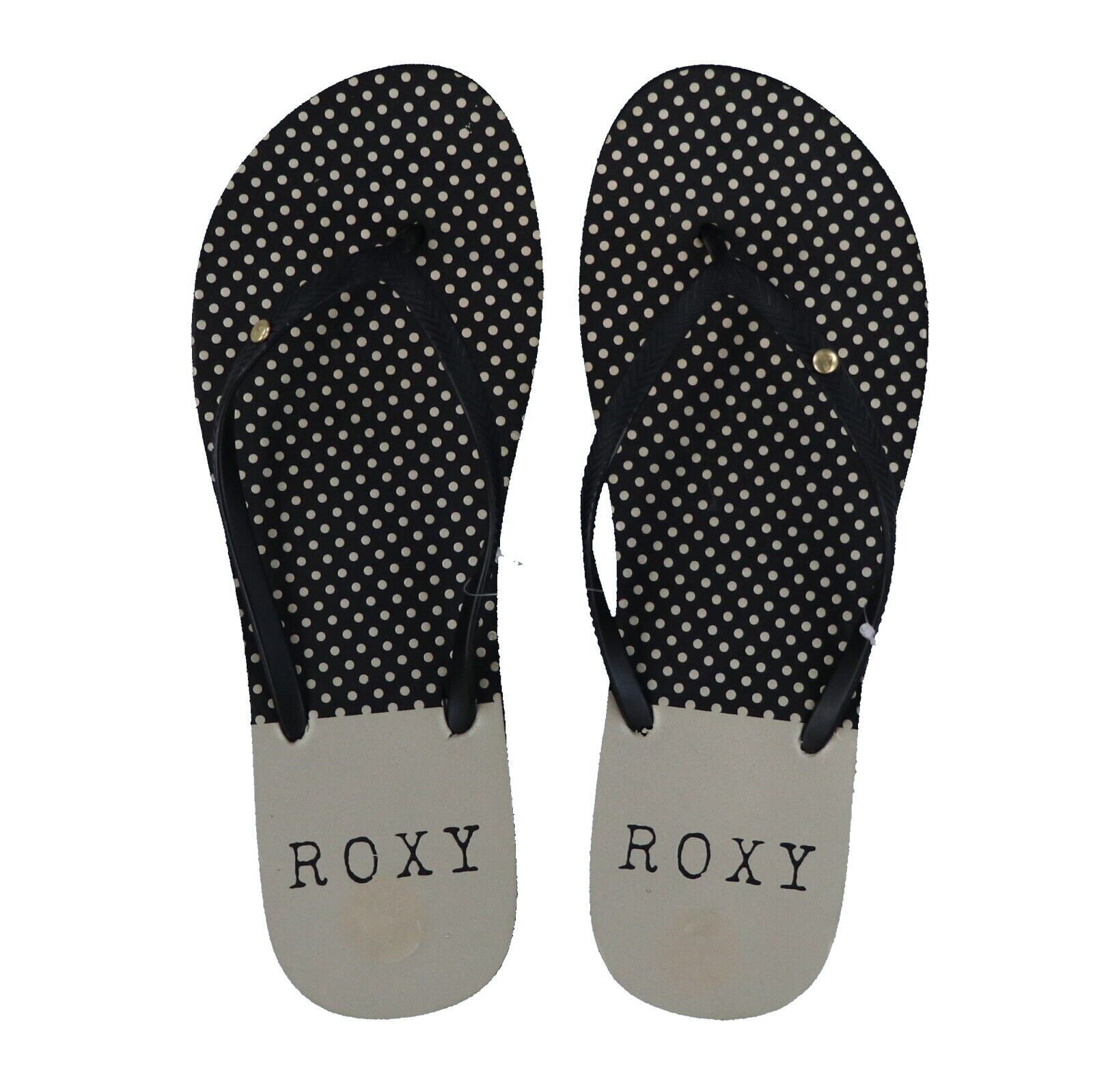 Roxy Women's Flip Flop Sandals Polka Dot Shoes Casual Beach Logo Black Tan 10 - Walmart.com