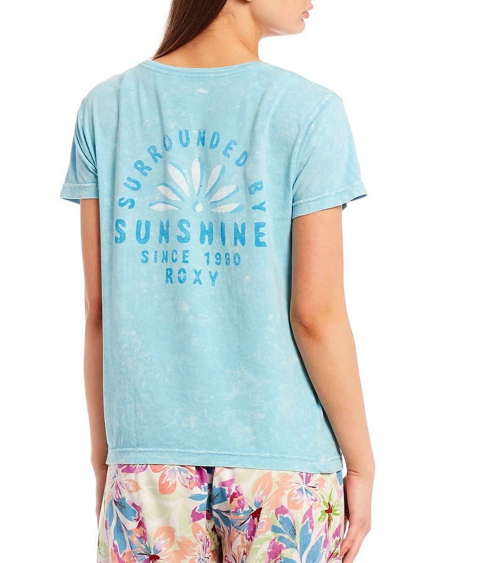 Roxy Women's Sunbow Light Blue Vintage Wash Boyfriend Relaxed Fit Tee T ...
