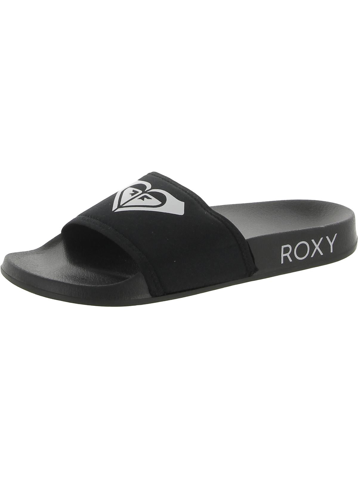 Roxy Womens Slippy Neo Faux Leather Logo Pool Slides - Walmart.com