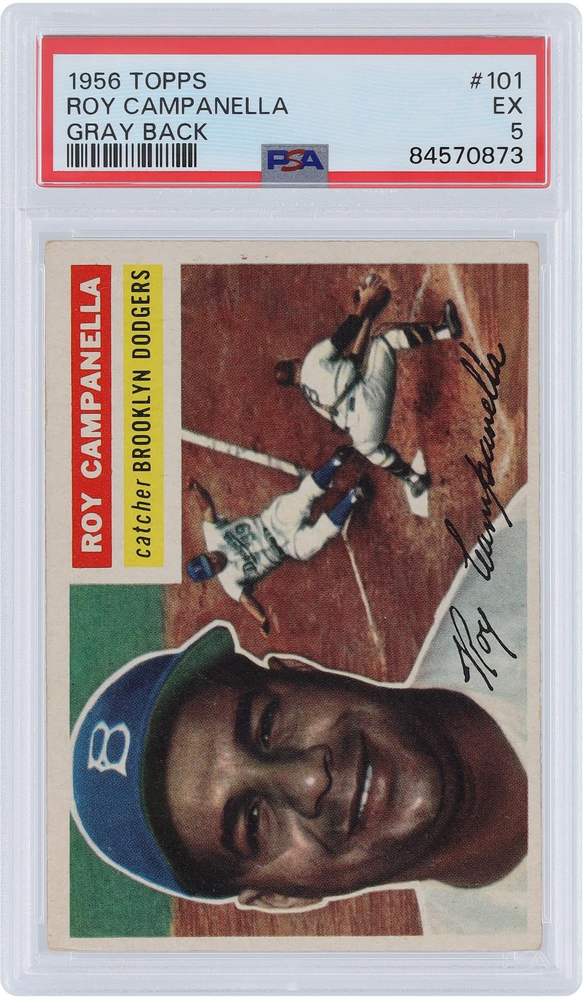 Roy Campanella Brooklyn Dodgers 1956 Topps Gray Back #101 PSA ...