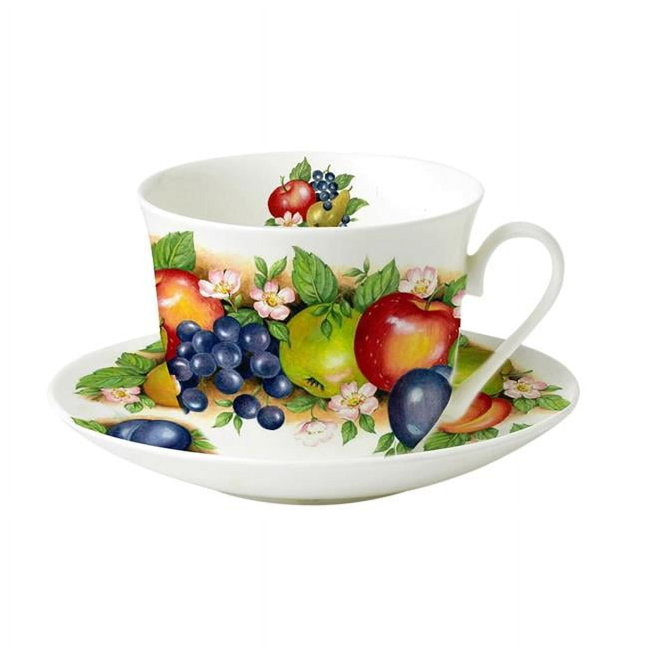 Roy Kirkham Breakfast Cup & Saucer - Orchid & Fruit Set of 2 Fine Bone ...