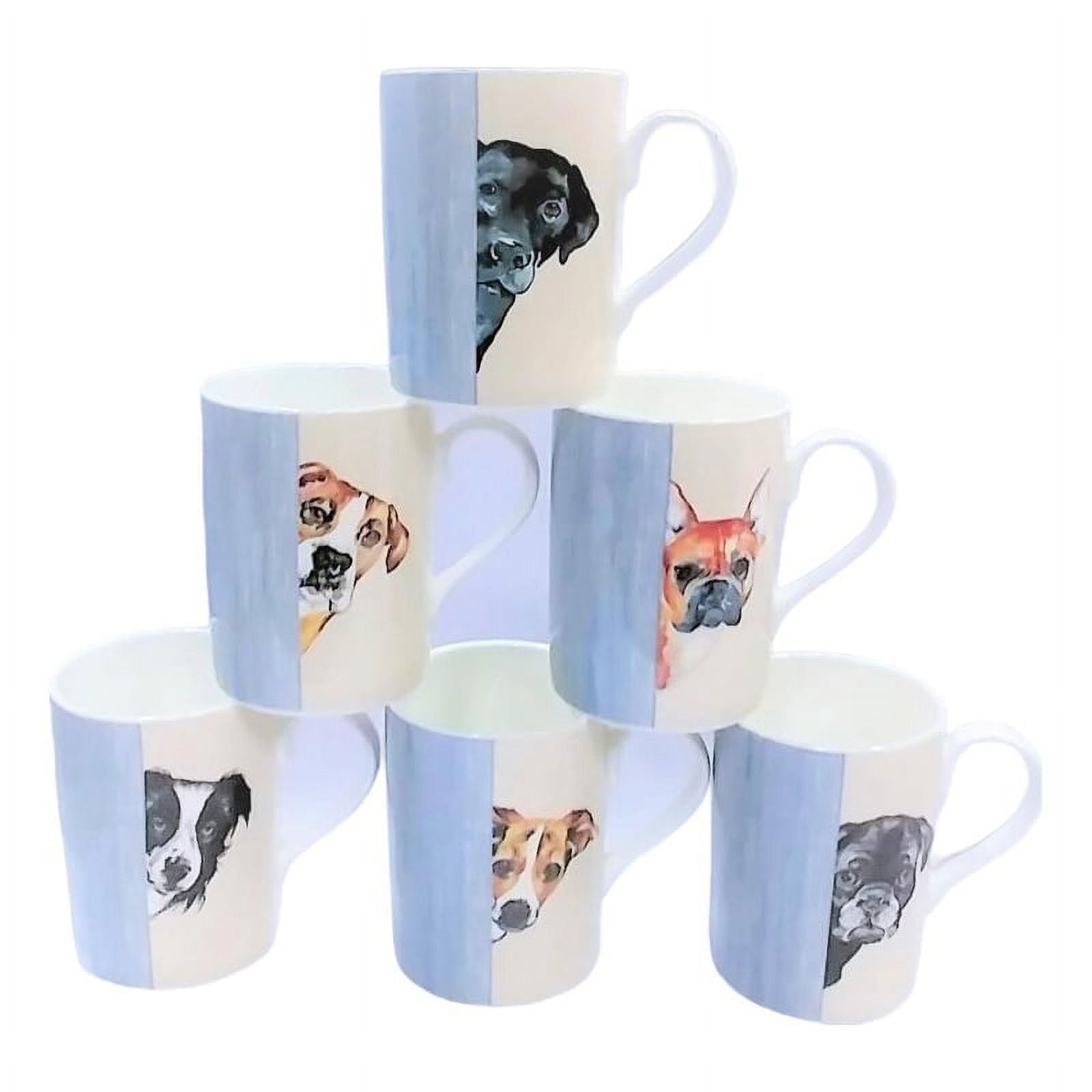 Roy Kirkham Ceramic Dog Through The Door Lucy Mugs in White (Set of 6) - Walmart.com