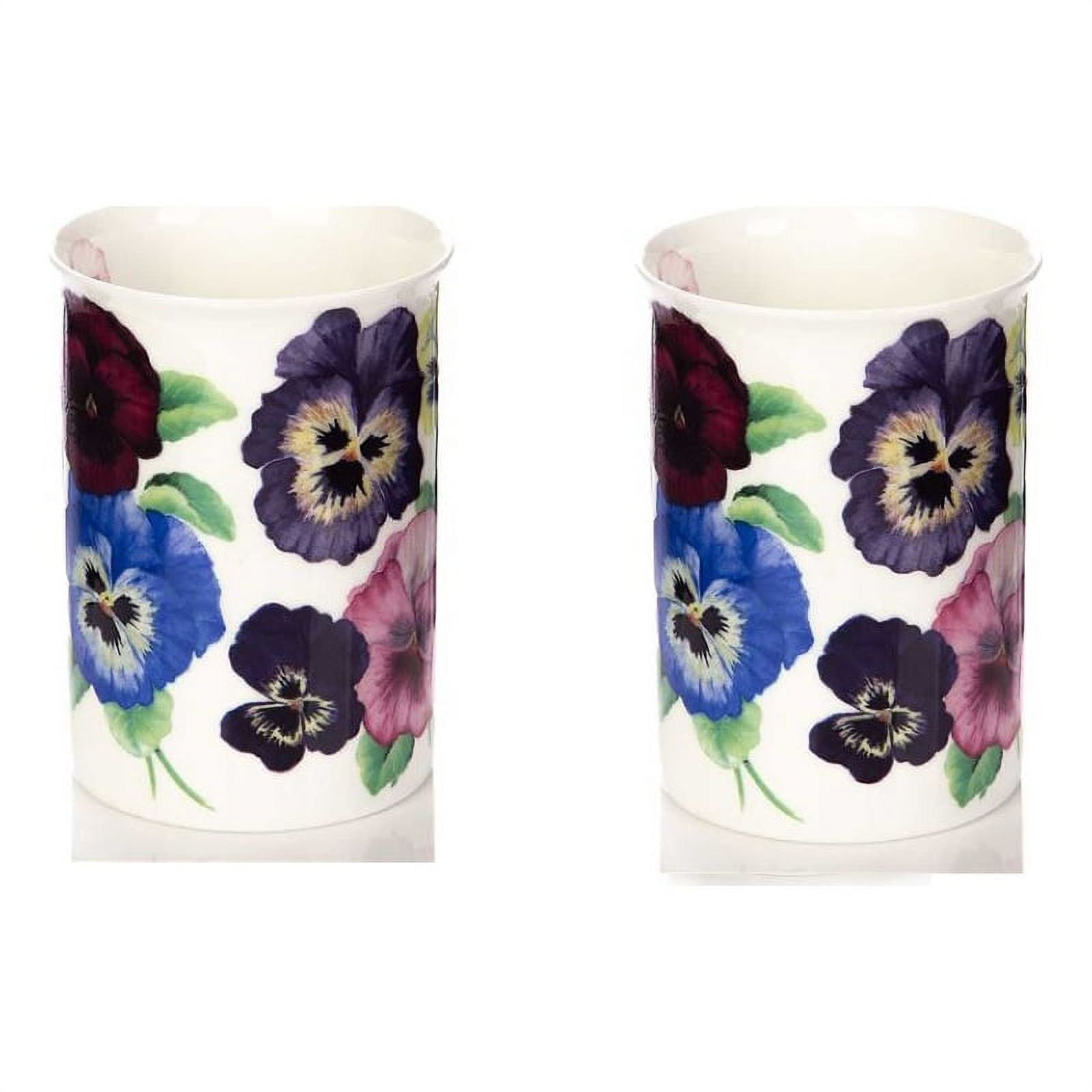 Roy Kirkham Pansy Traditional Ceramic Lancaster Mugs in Red and Brown ...